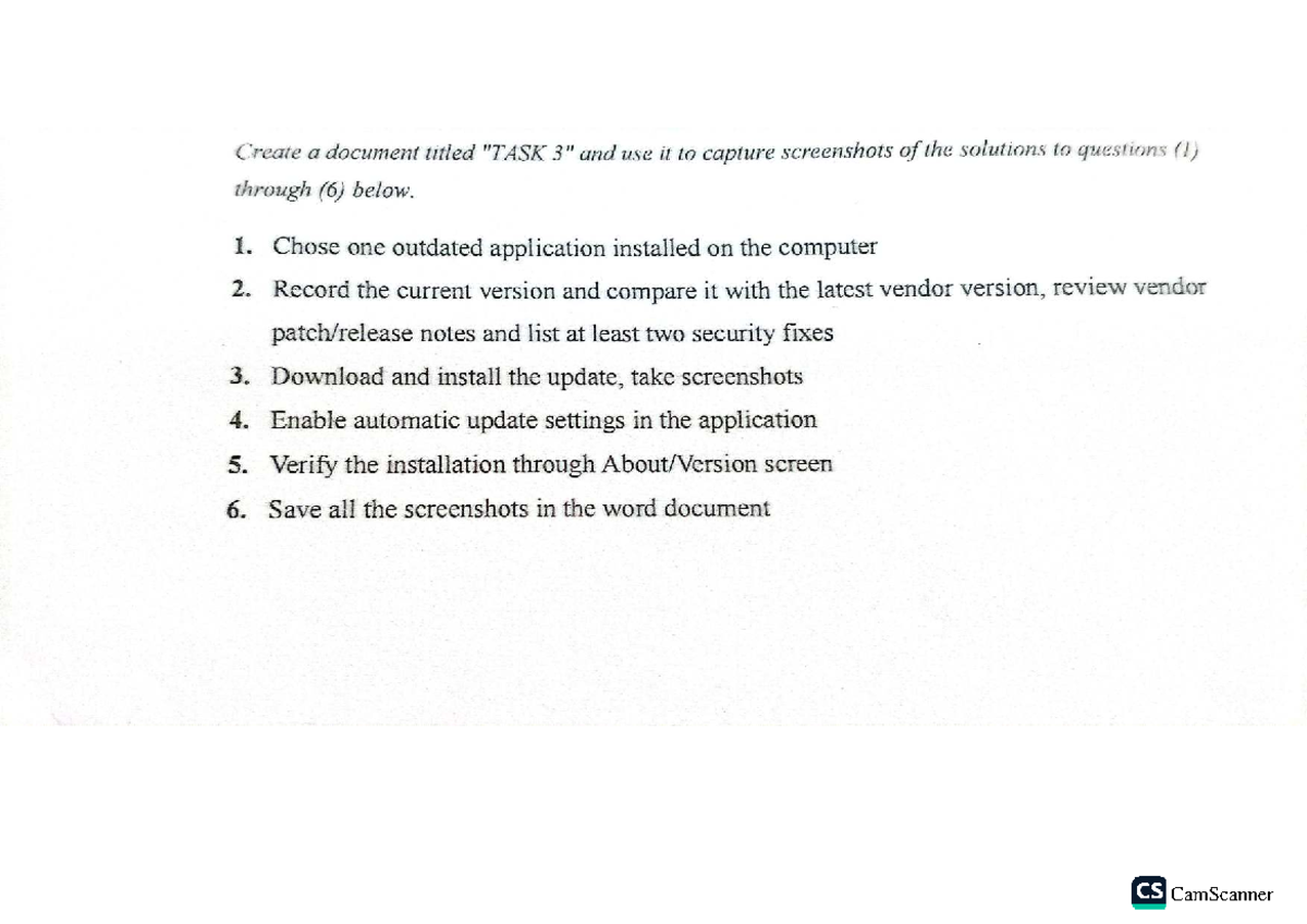 CS Practical on Software Application Updates and Security Fixes - Studocu