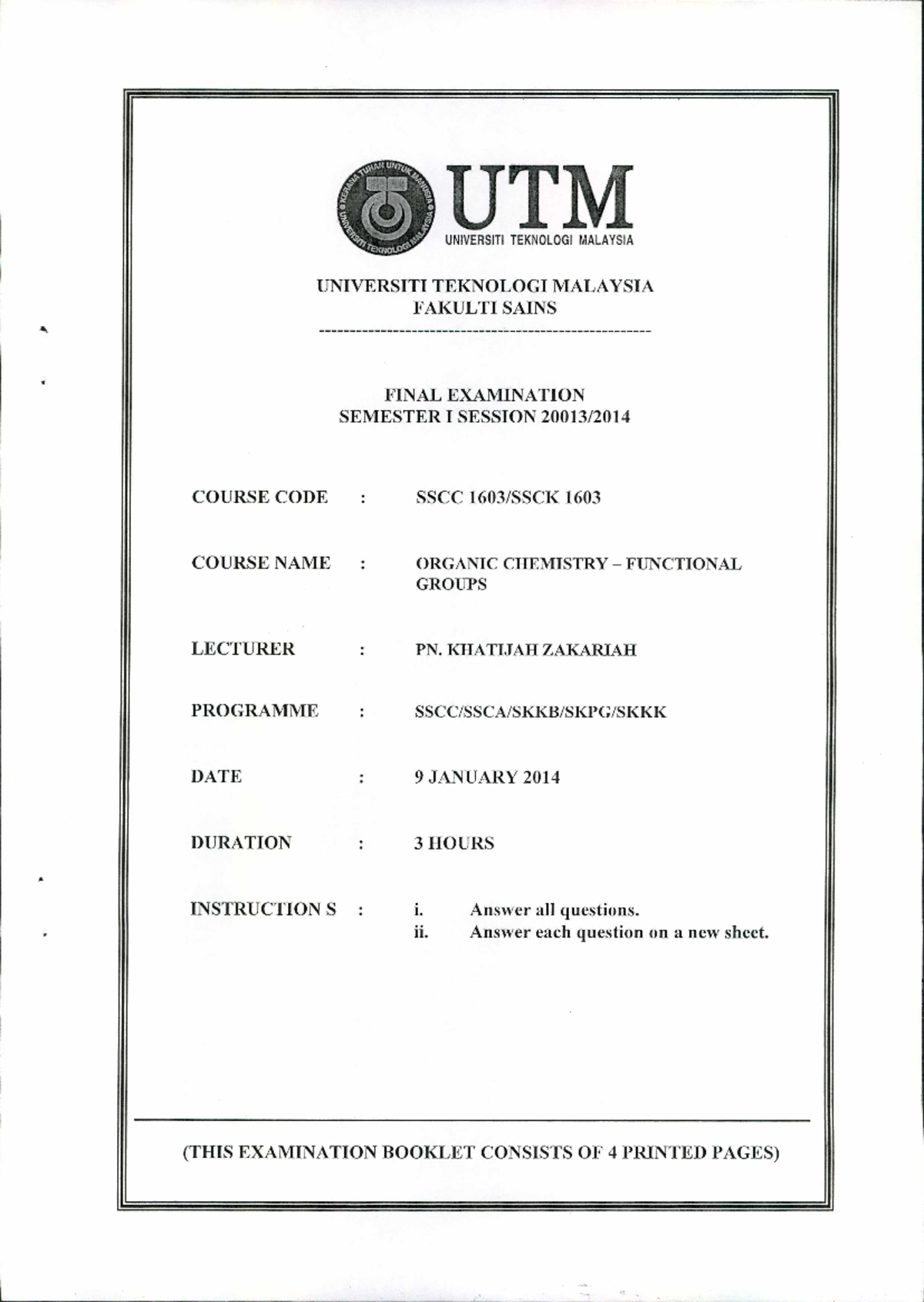 FinalExam 2013/2014 - UTM UNIVERSITI TEKNOLOGI MALAYSIA UNIVERSITI ...