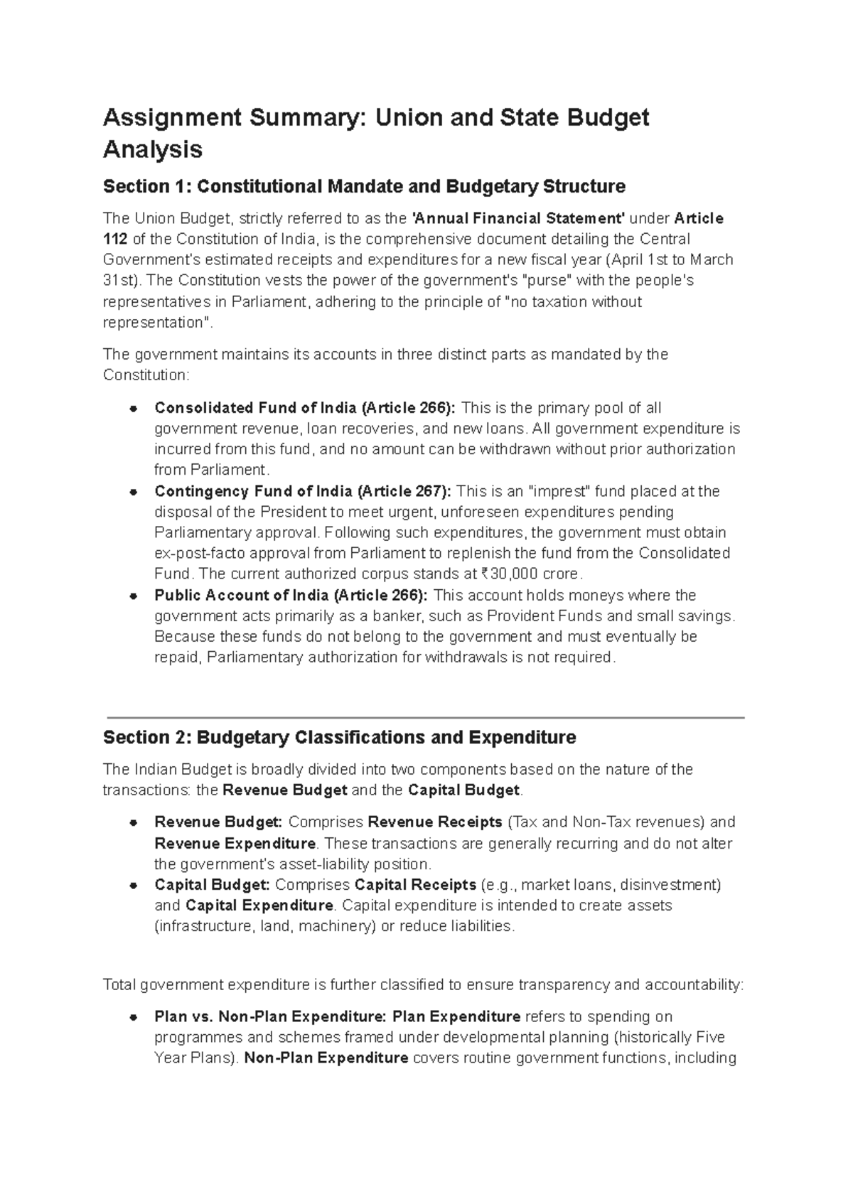 Union Budget Analysis: Constitutional Mandate & Expenditure (Unit 3 ...