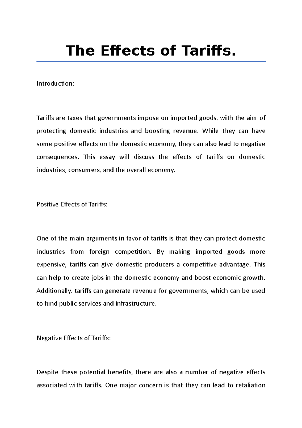 Effects of Tariffs: Economic, Environmental & Geopolitical Implications ...