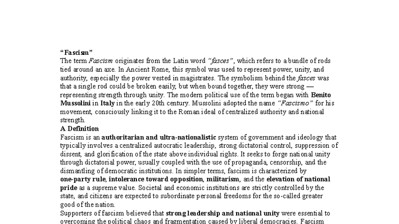 Fascism in a Nutshell: Origins, Characteristics, and Historical Context ...