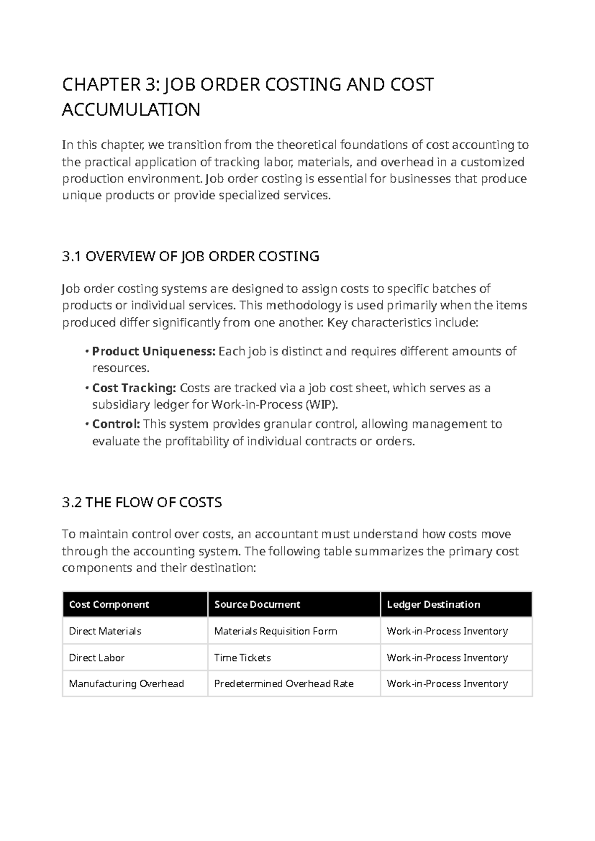 CHAPTER 3: JOB ORDER COSTING & COST ACCUMULATION - Studocu