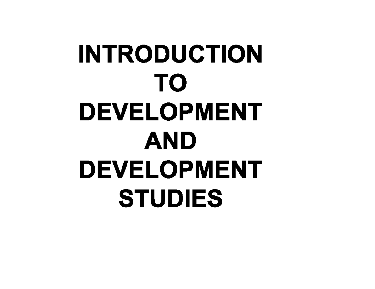 Introduction to Development Studies: Key Concepts and Indicators - Studocu