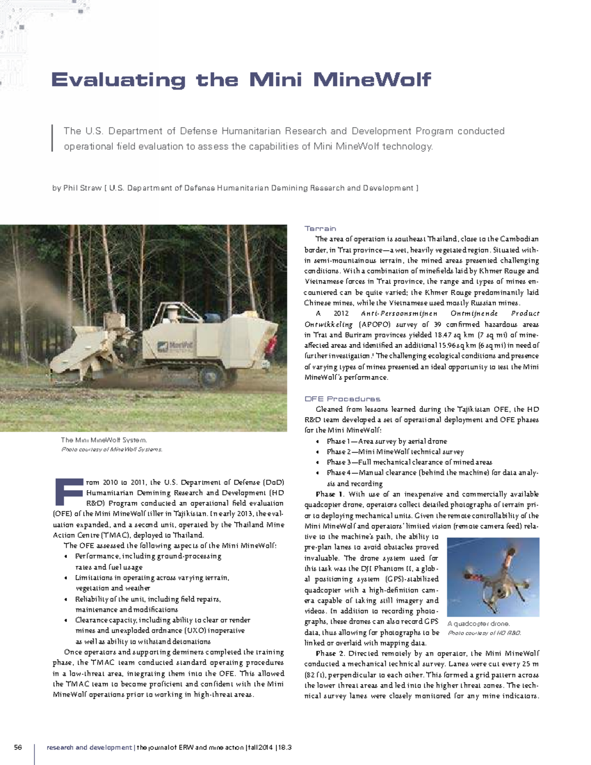Evaluating Mini MineWolf Technology: OFE in Thailand (DoD HD Program ...