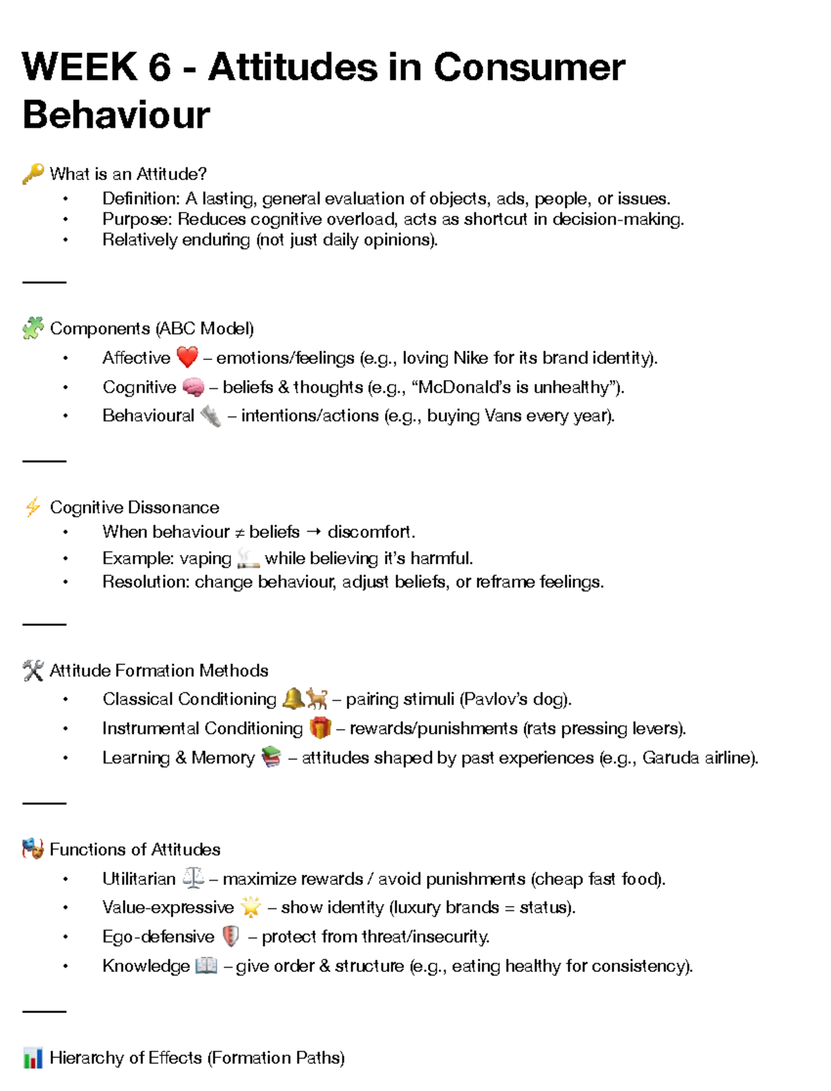 MKTG2112 Final Exam Notes: Attitudes in Consumer Behaviour - Studocu
