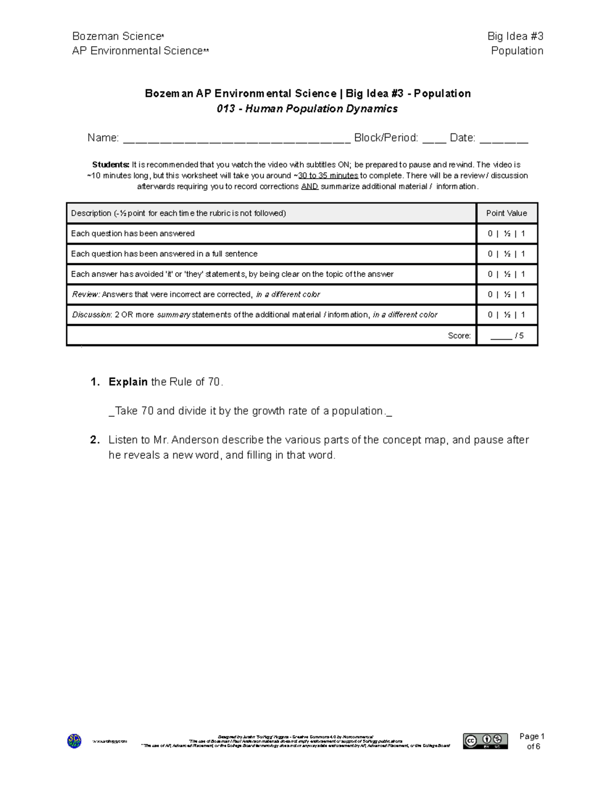 013 - AP Environmental Science: Human Population Dynamics Guide - Studocu