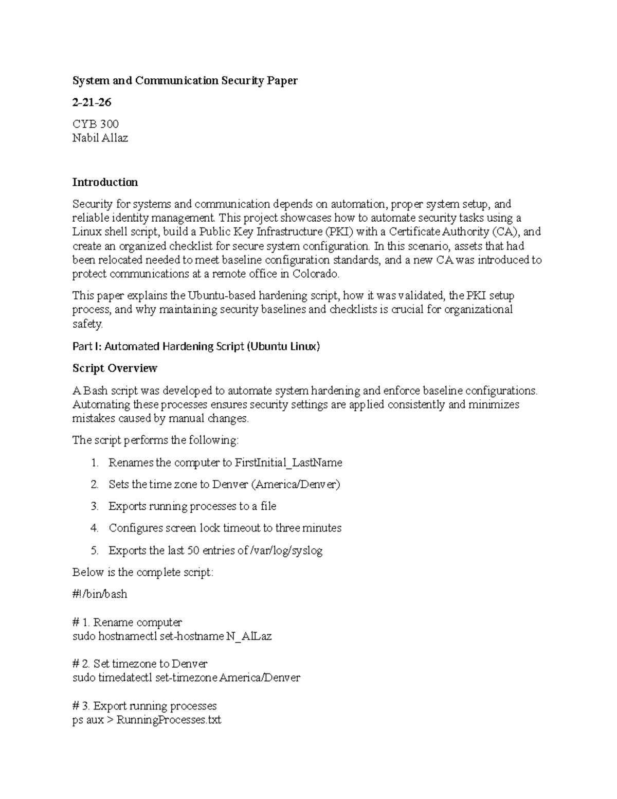 CYB 300 Final Project: Automating Security & PKI Setup - Studocu