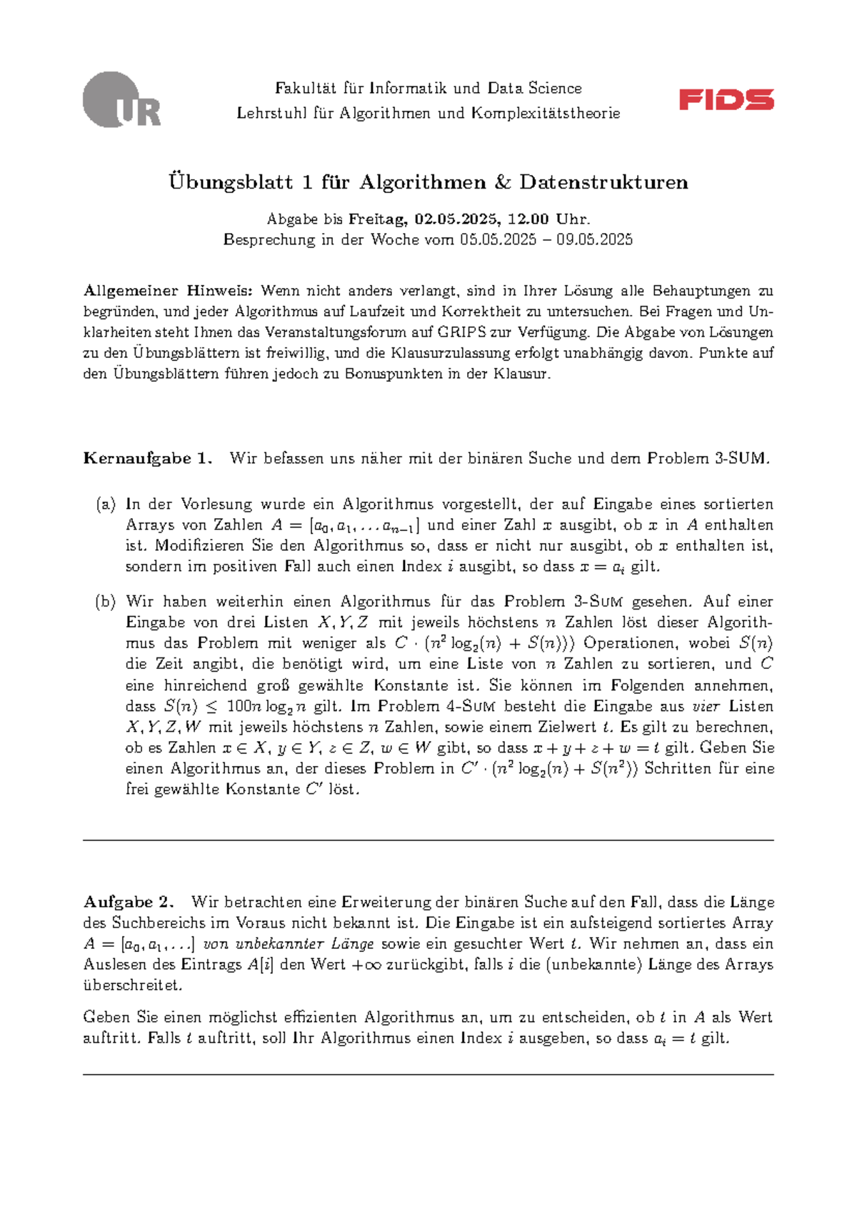 Informatik und Data Science: Algorithmen und Datenstrukturen (Algo Dat 1) - Studocu