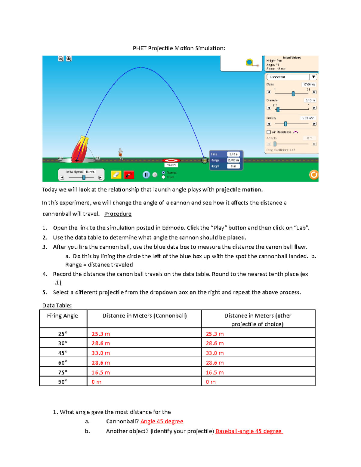PHY-280 - Physics I Lab: Exploring Projectile Motion & Angles - Studocu