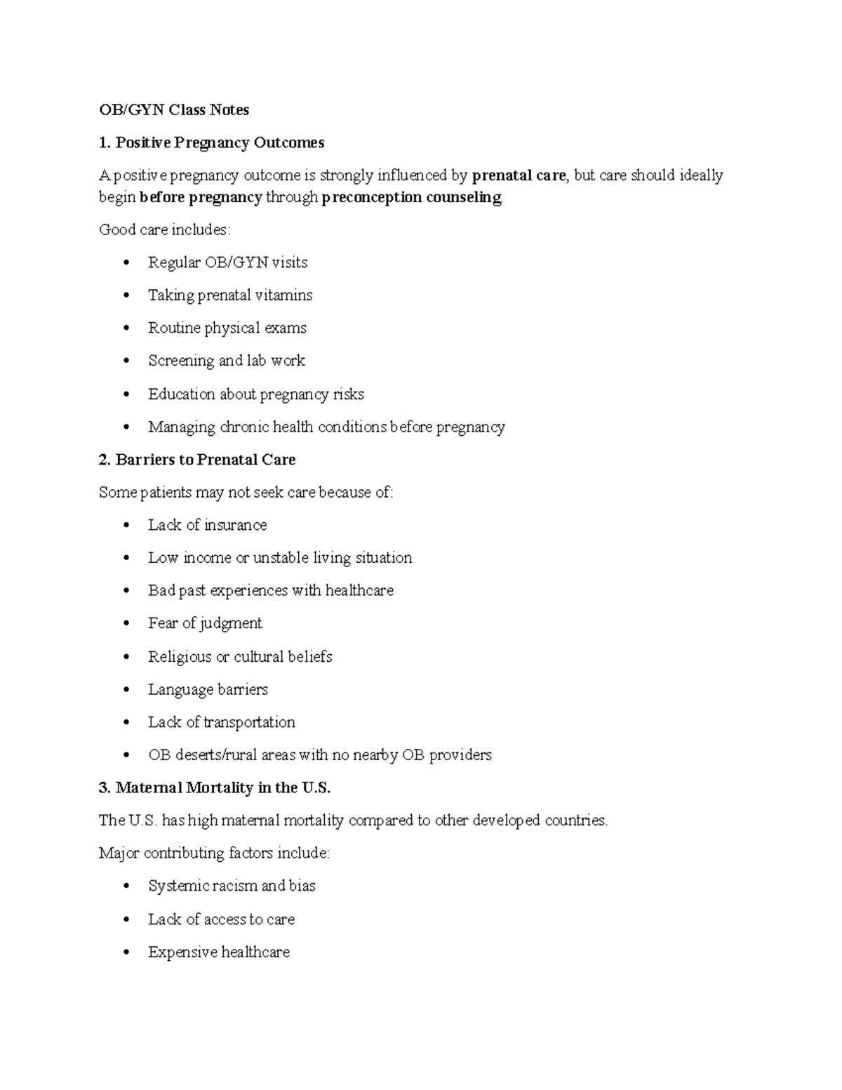 Chapters 1-5: Positive Pregnancy Outcomes & Prenatal Care (NUR 101 ...