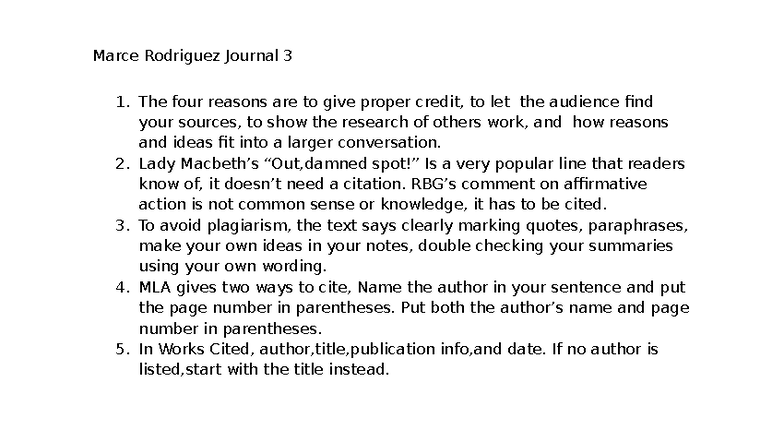 MLA Citation Guidelines: Key Points for Journal 3 - Studocu