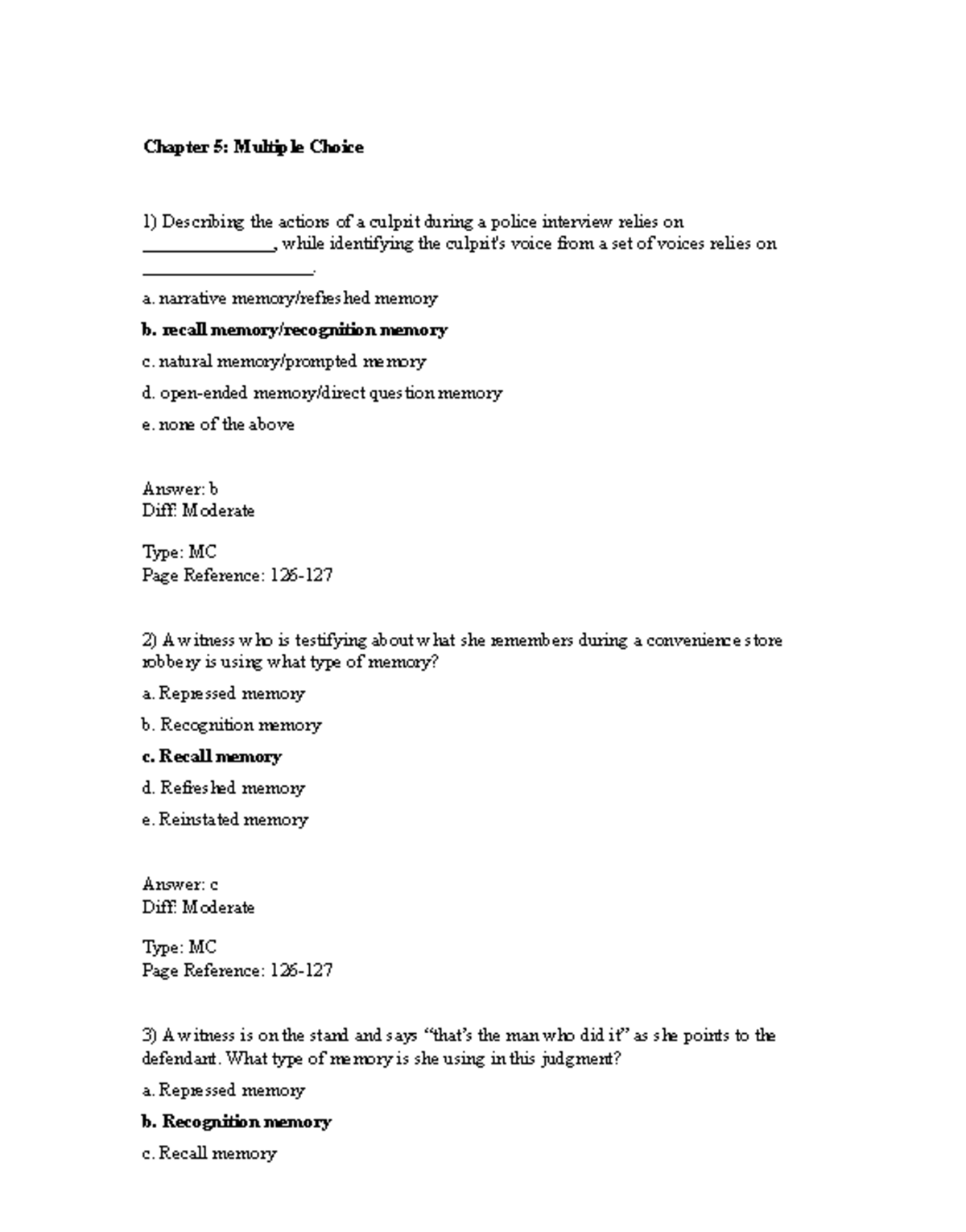 Chap 5 - Practice Questions on Eyewitness Memory and Identification ...