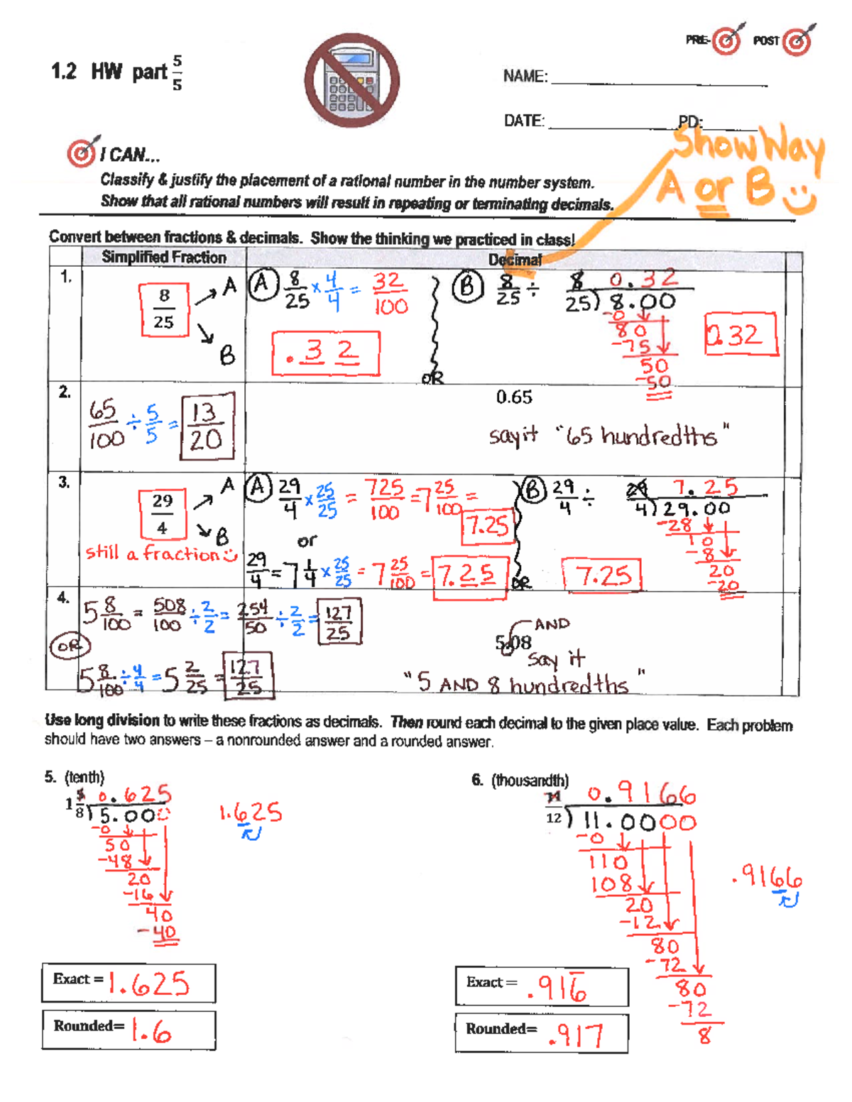12 HW: Classifying Rational Numbers & Decimal Conversions - Studocu