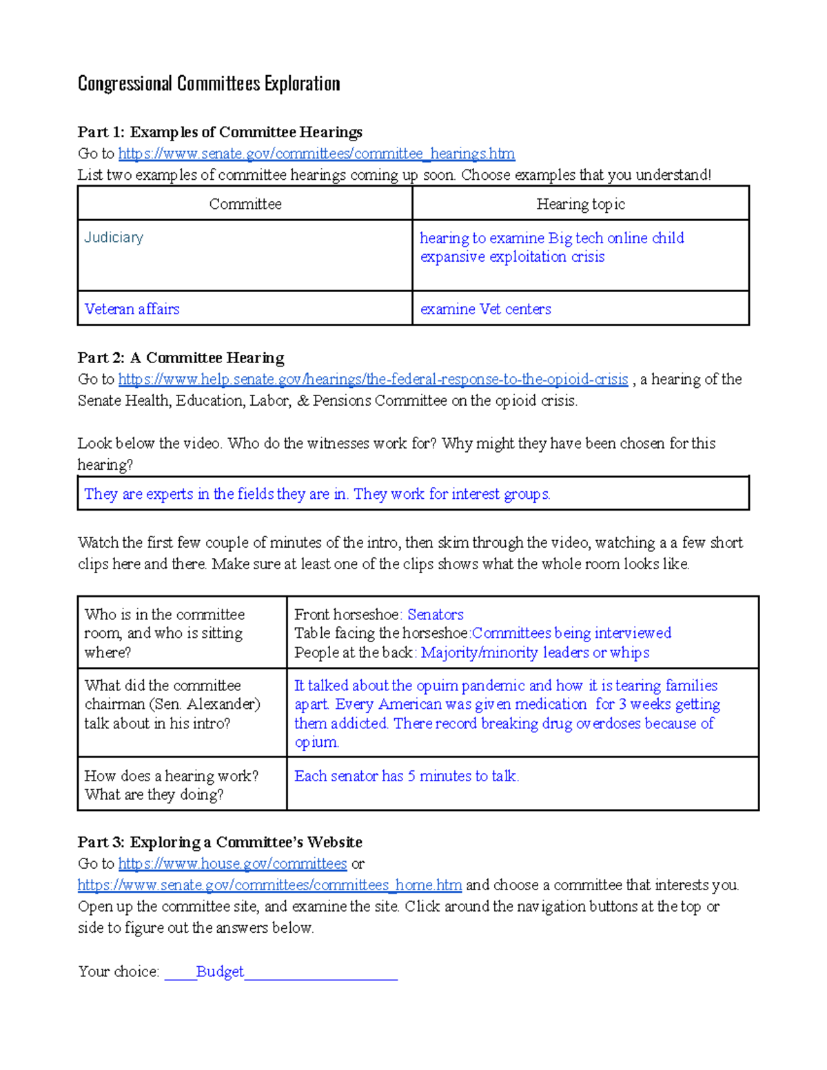 Congressional Committees Web Exploration EK CON-3: A Study Guide - Studocu