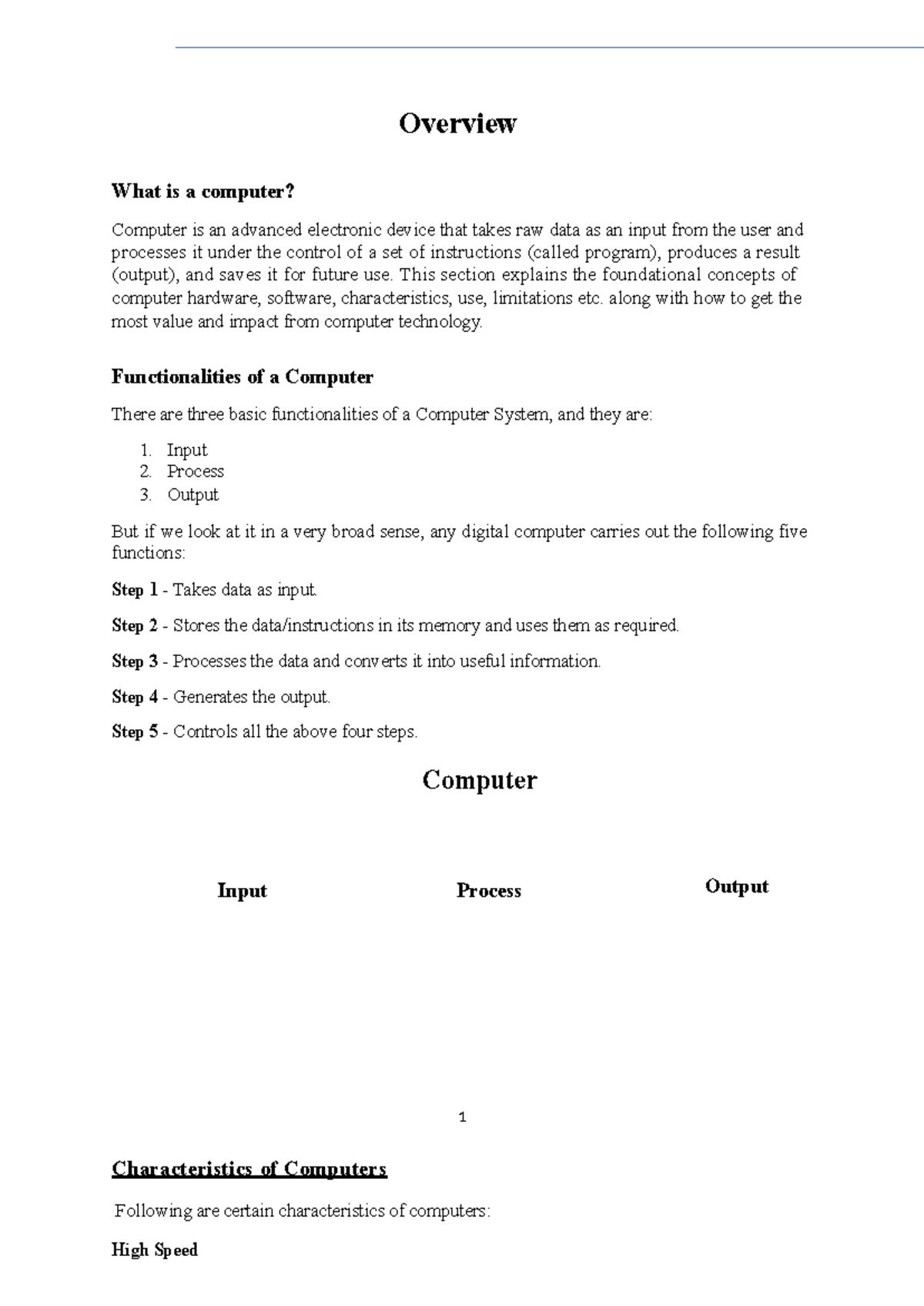 Basic Computer Skills (CS101): Overview and Functionalities of ...