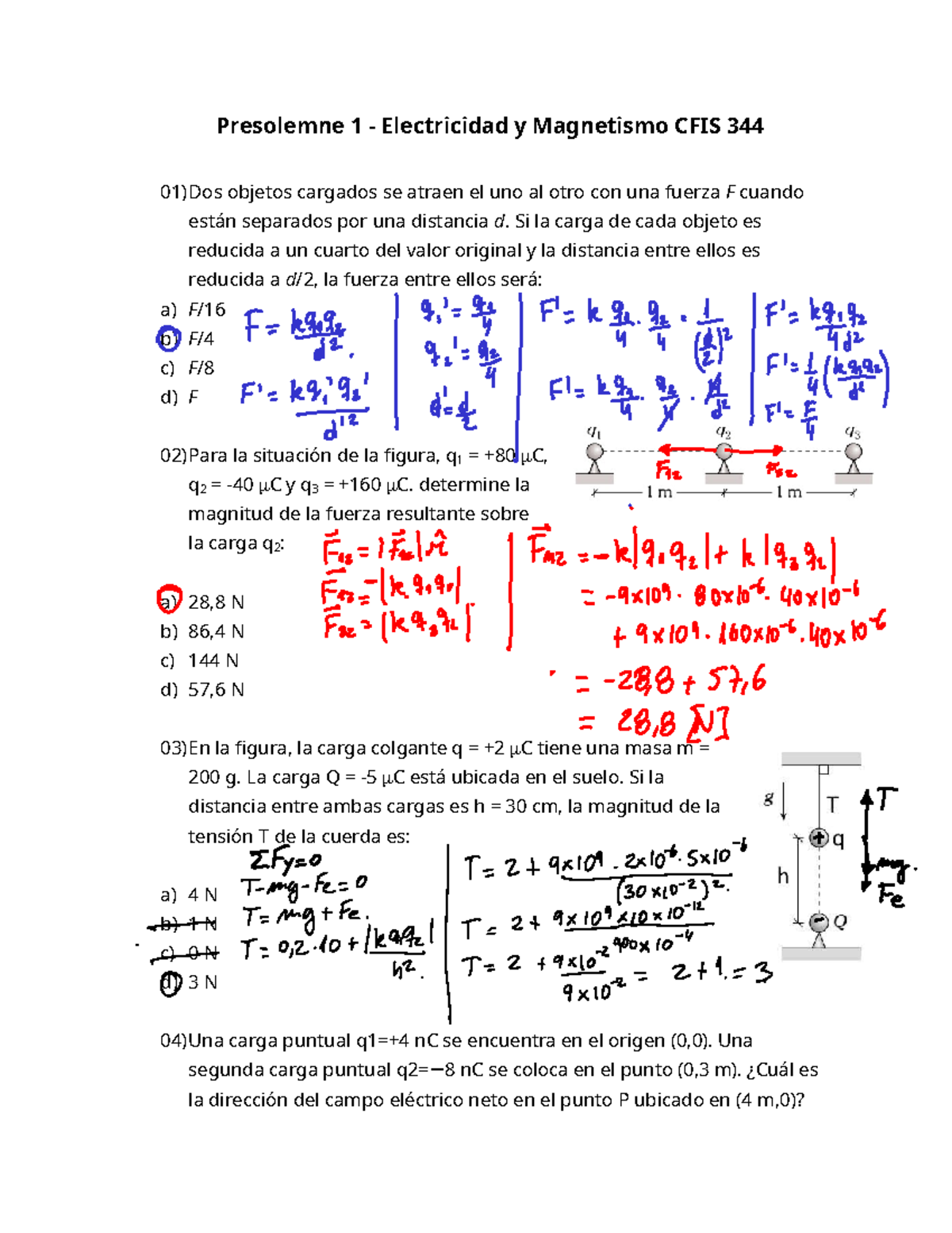 Presolemne 1 CFIS 344 - Electrostatics and Magnetism Exam Questions ...