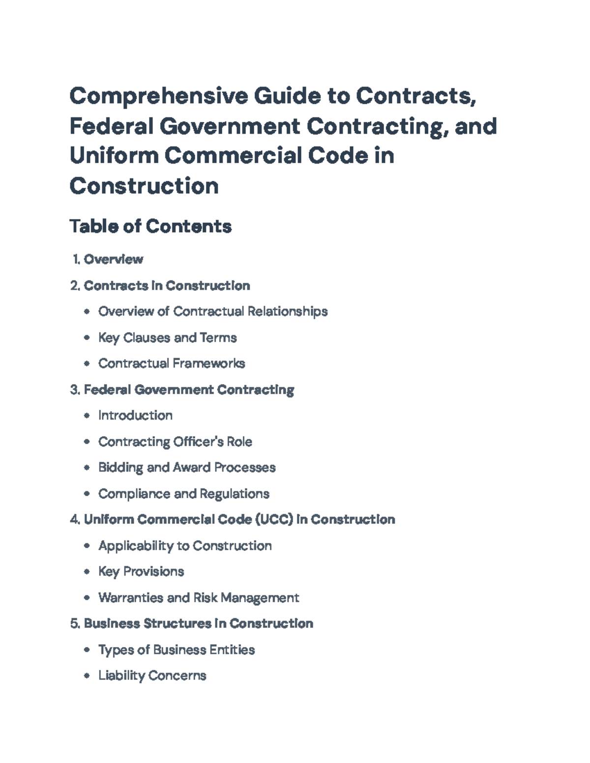 Comprehensive Guide to Contracts, Federal Contracting & UCC in ...