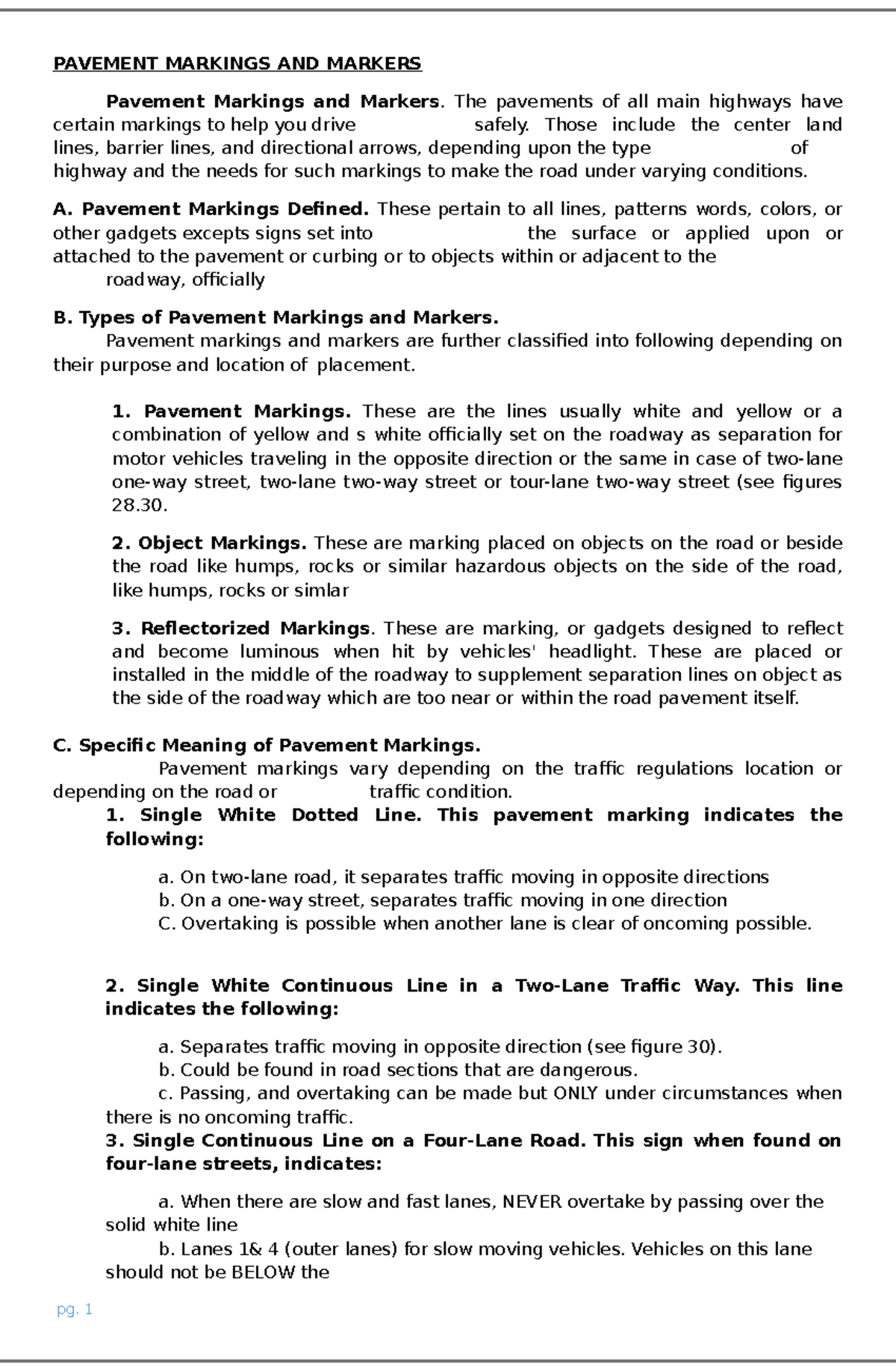 Pavement Markings AND Markers - PAVEMENT MARKINGS AND MARKERS Pavement ...
