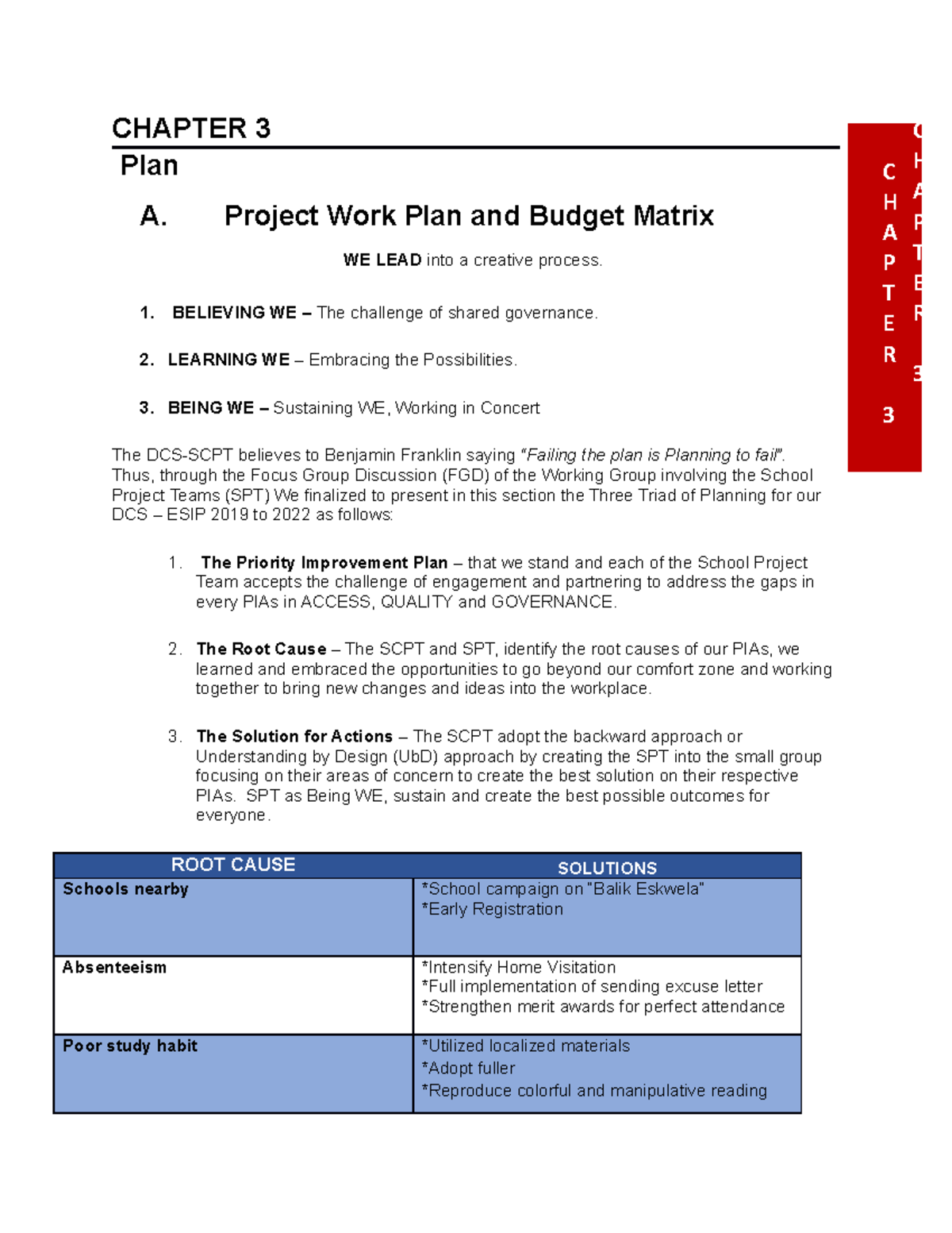 Chapter 3 DCS - ???? - CHAPTER 3 Plan A. Project Work Plan and Budget ...