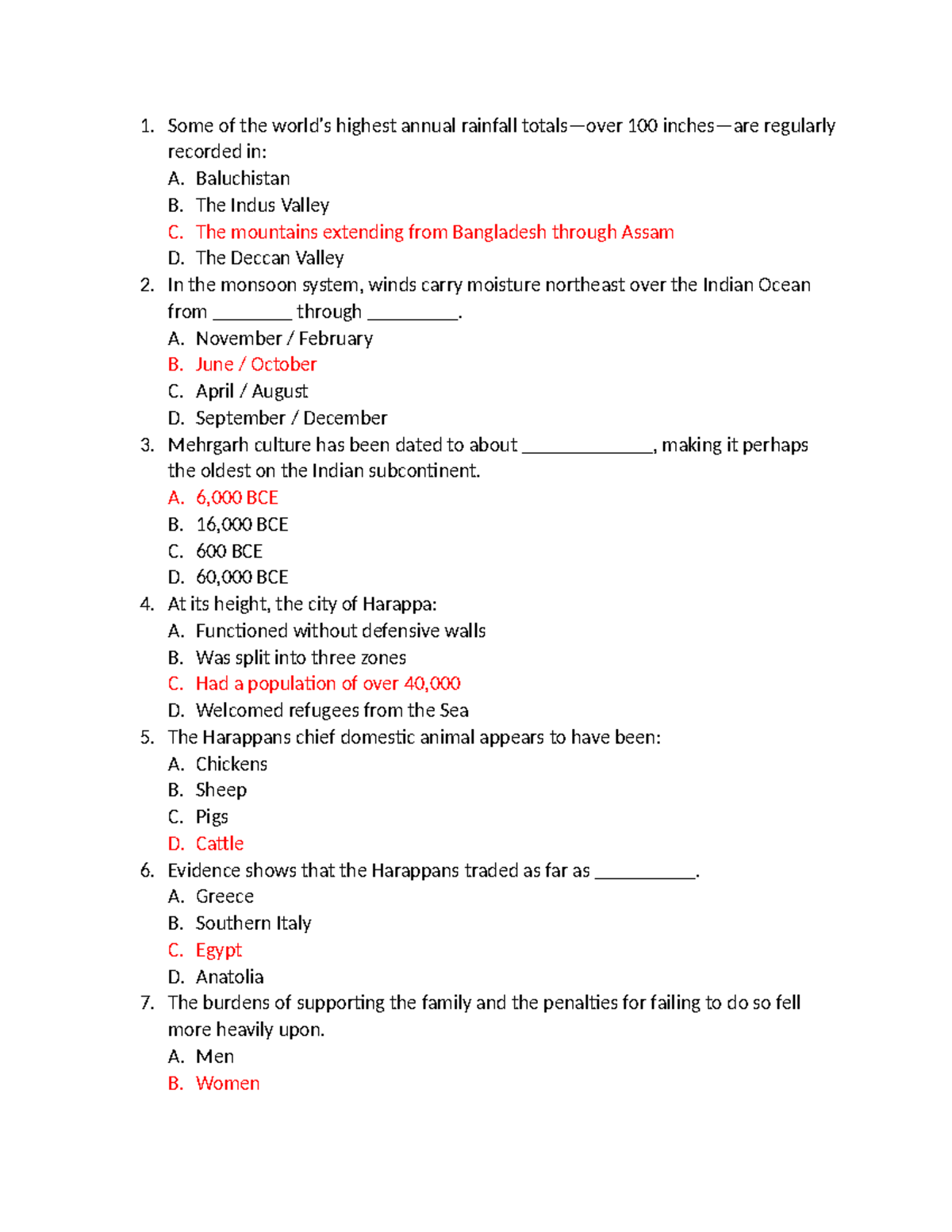 Chapter 3 Study Guide for HIST 1301: Ancient Civilizations and Cultures ...