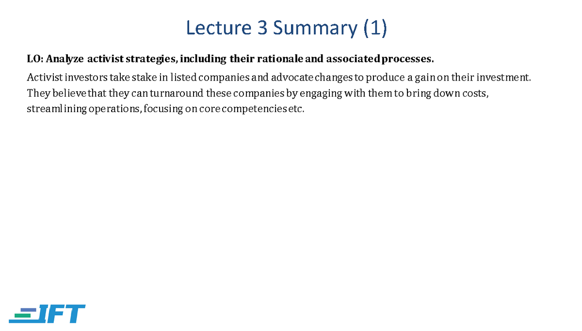 L3 PM LM02 – Lecture 3 Summary: Activist & Statistical Strategies - Studocu