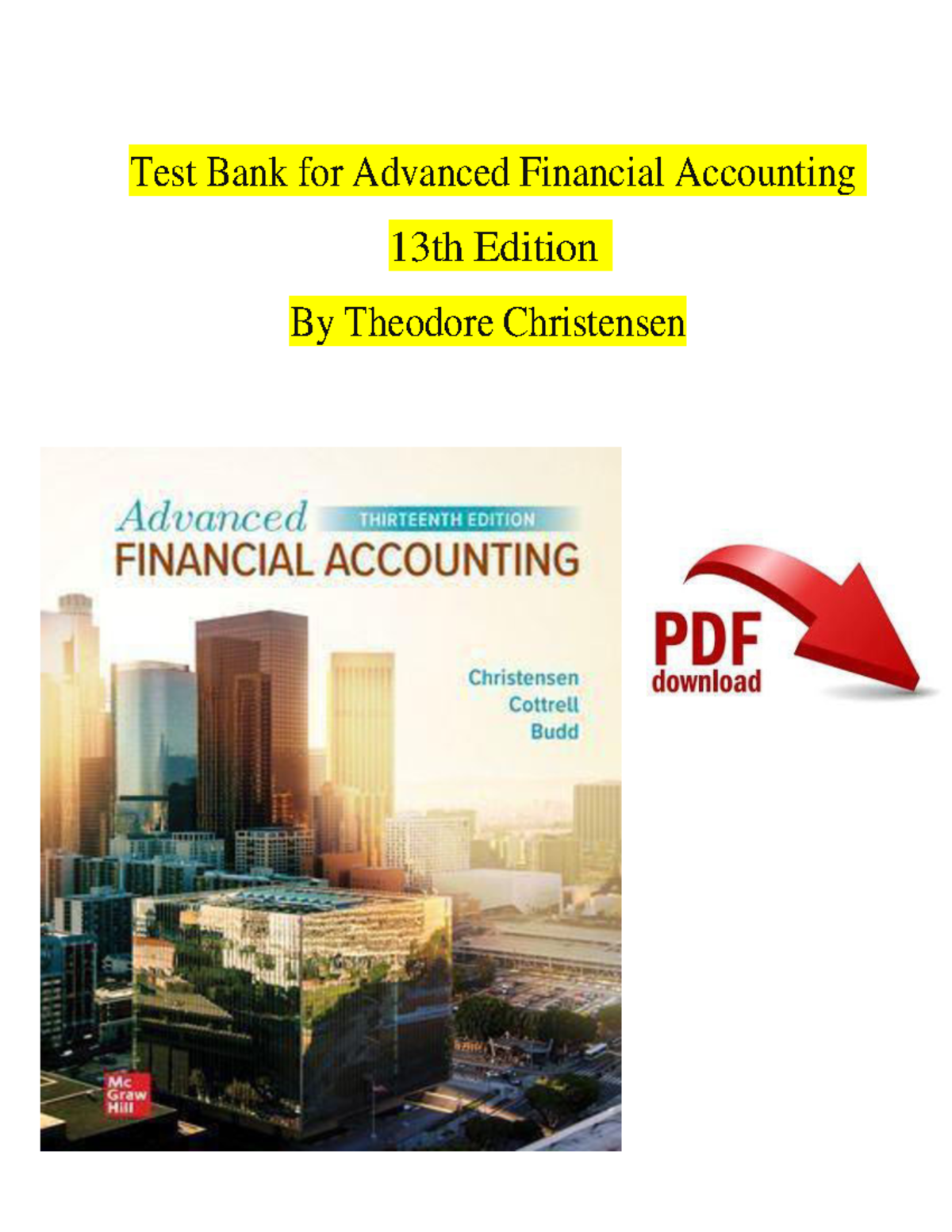Advanced Financial Accounting Test Bank (13th Ed) Chapters 1-20 ...