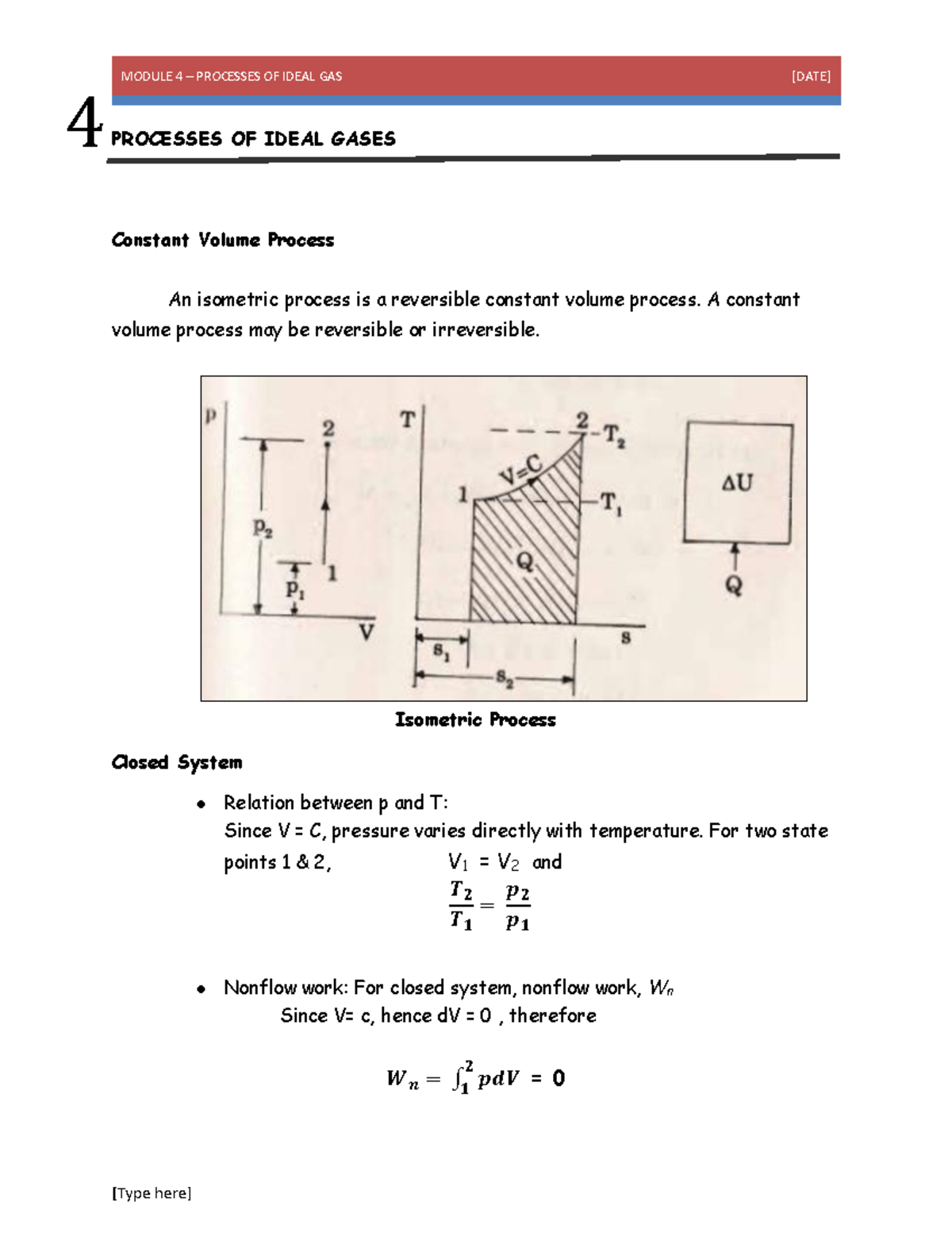 Processes of Ideal Gases (ME 101) - Detailed Examination of Isometric ...