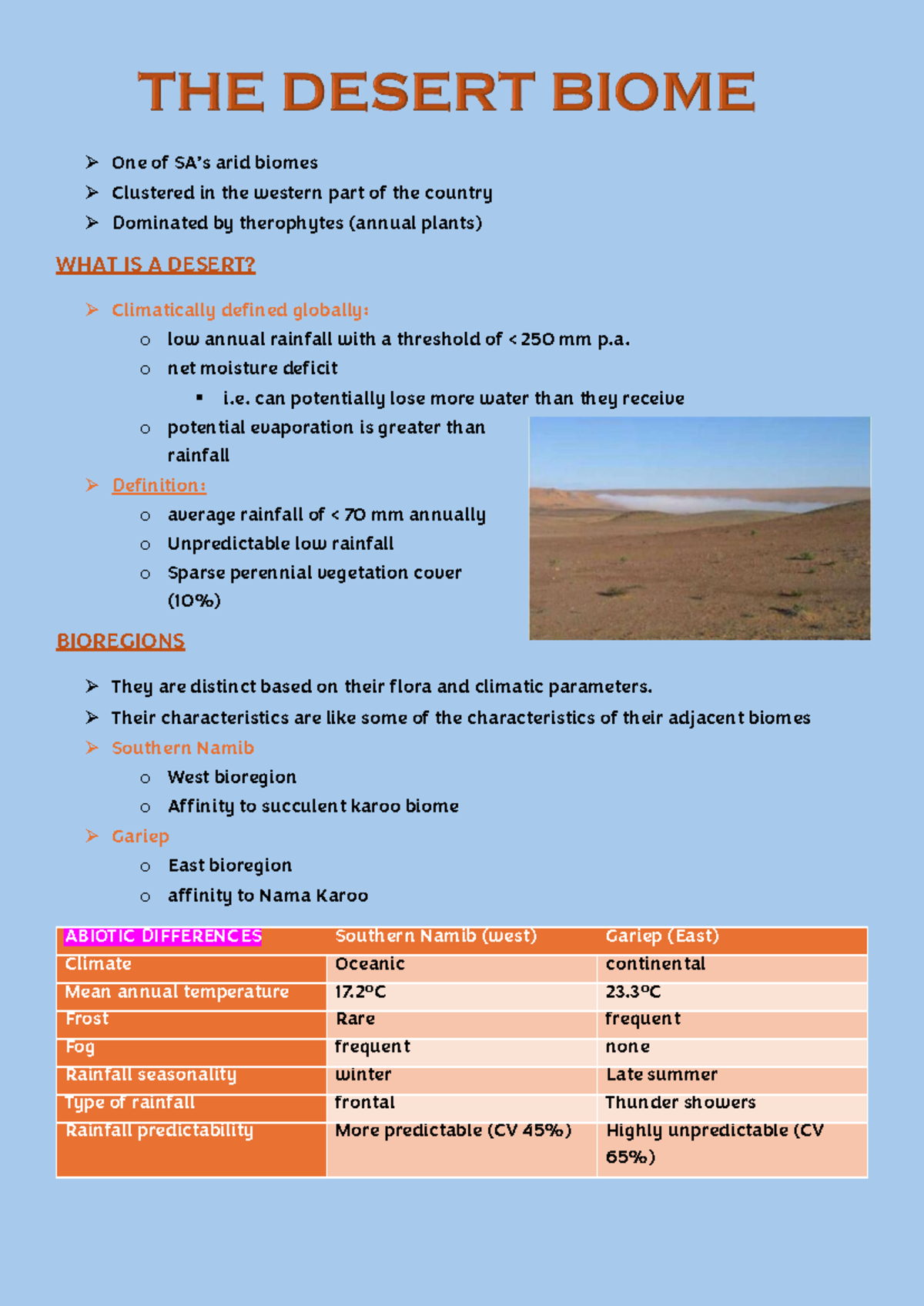 Desert Biome Overview: Characteristics, Diversity, and Threats - Studocu