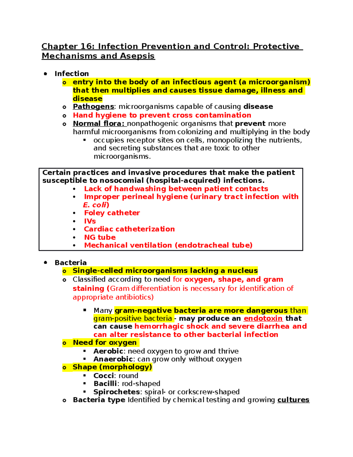 Chapter 16 Lecture Notes: Infection Prevention & Control Insights - Studocu