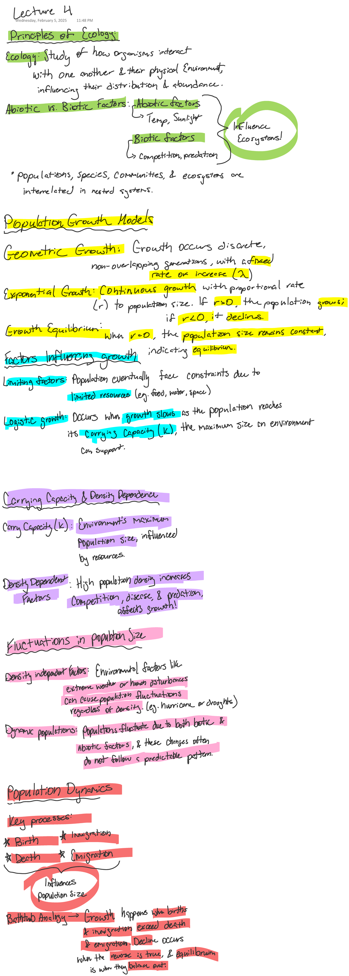 Lecture 4 notes Ecology - Lecture 4 Wednesday, February 5, 2025 11:48 ...