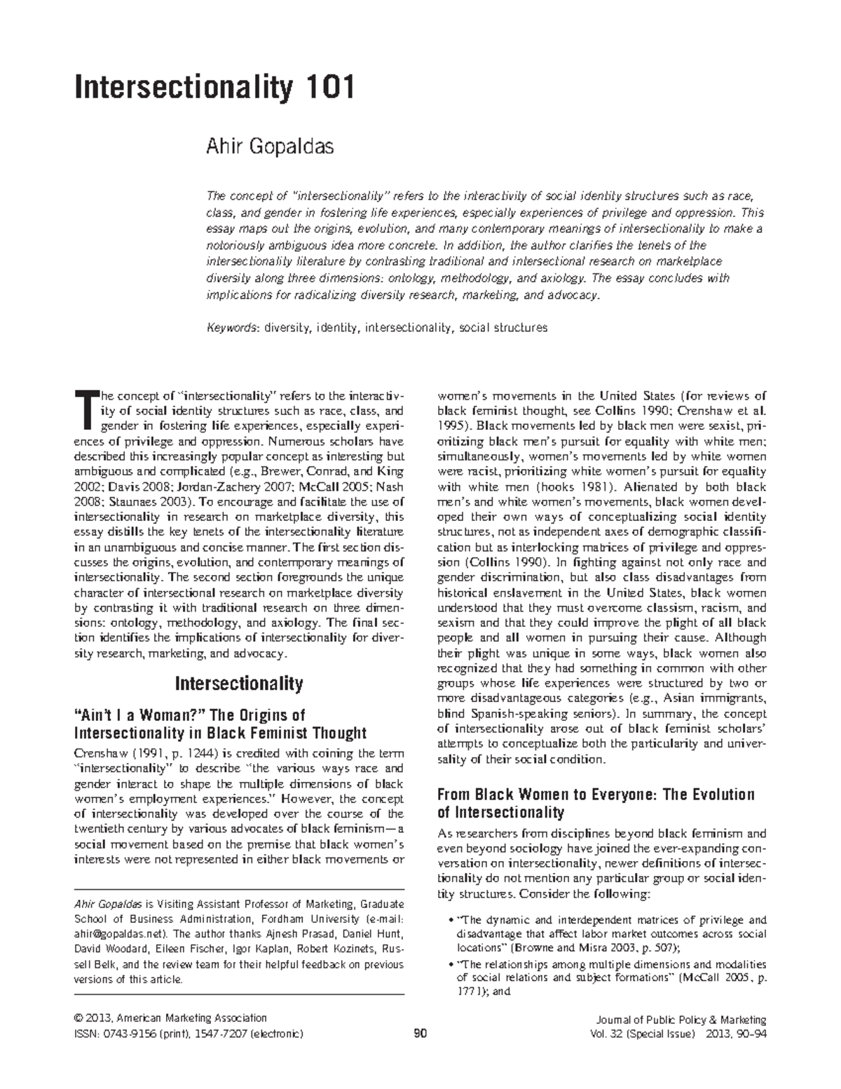 Intersectionality: Understanding Social Identity Structures in ...