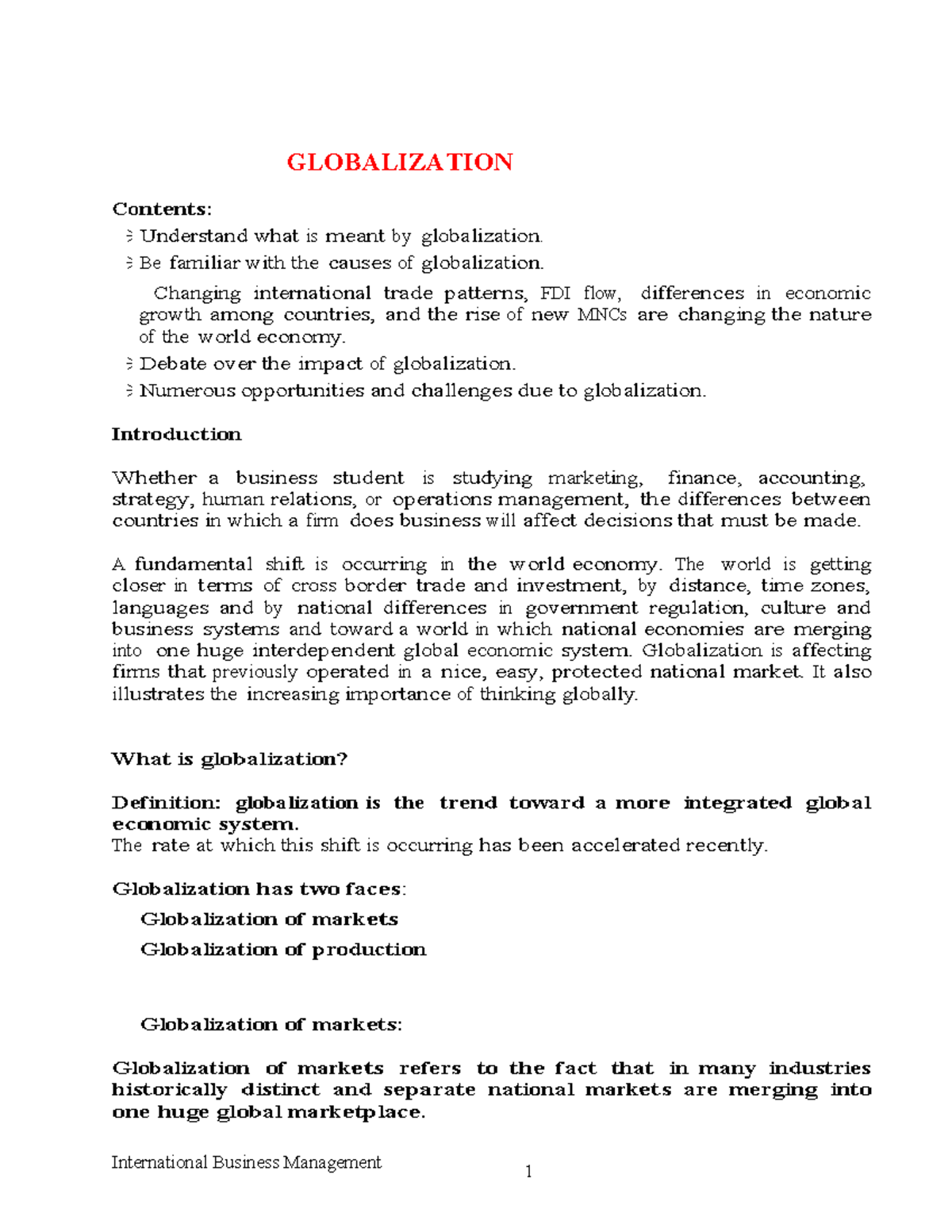 International Business Management (IBM) Notes: Understanding ...