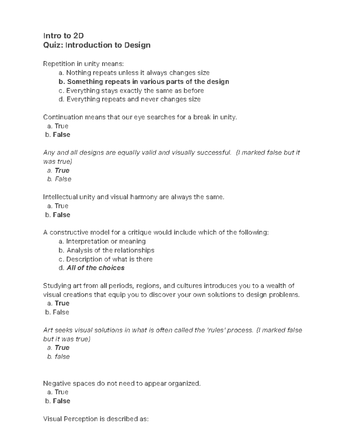 Intro to 2D Quiz: Understanding Design Principles and Unity - Studocu