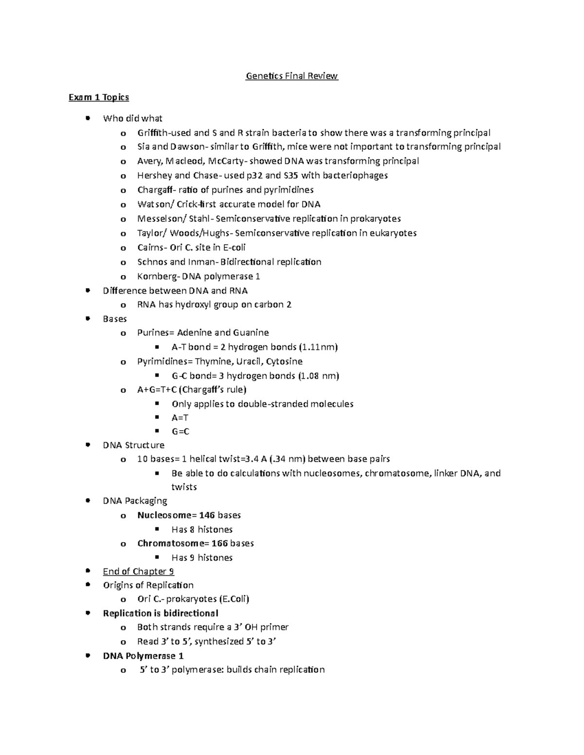 Genetics Final Exam Review Guide (Course Code: GEN301) - Studocu