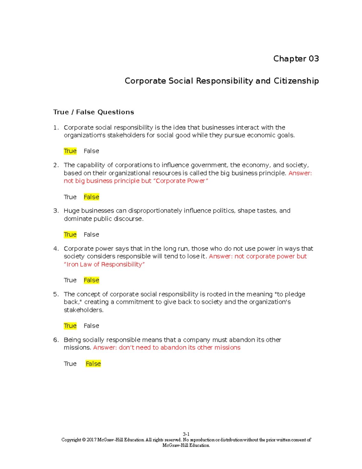 CSR Test Bank - BGS Corporate Social Responsibility Questions - Studocu