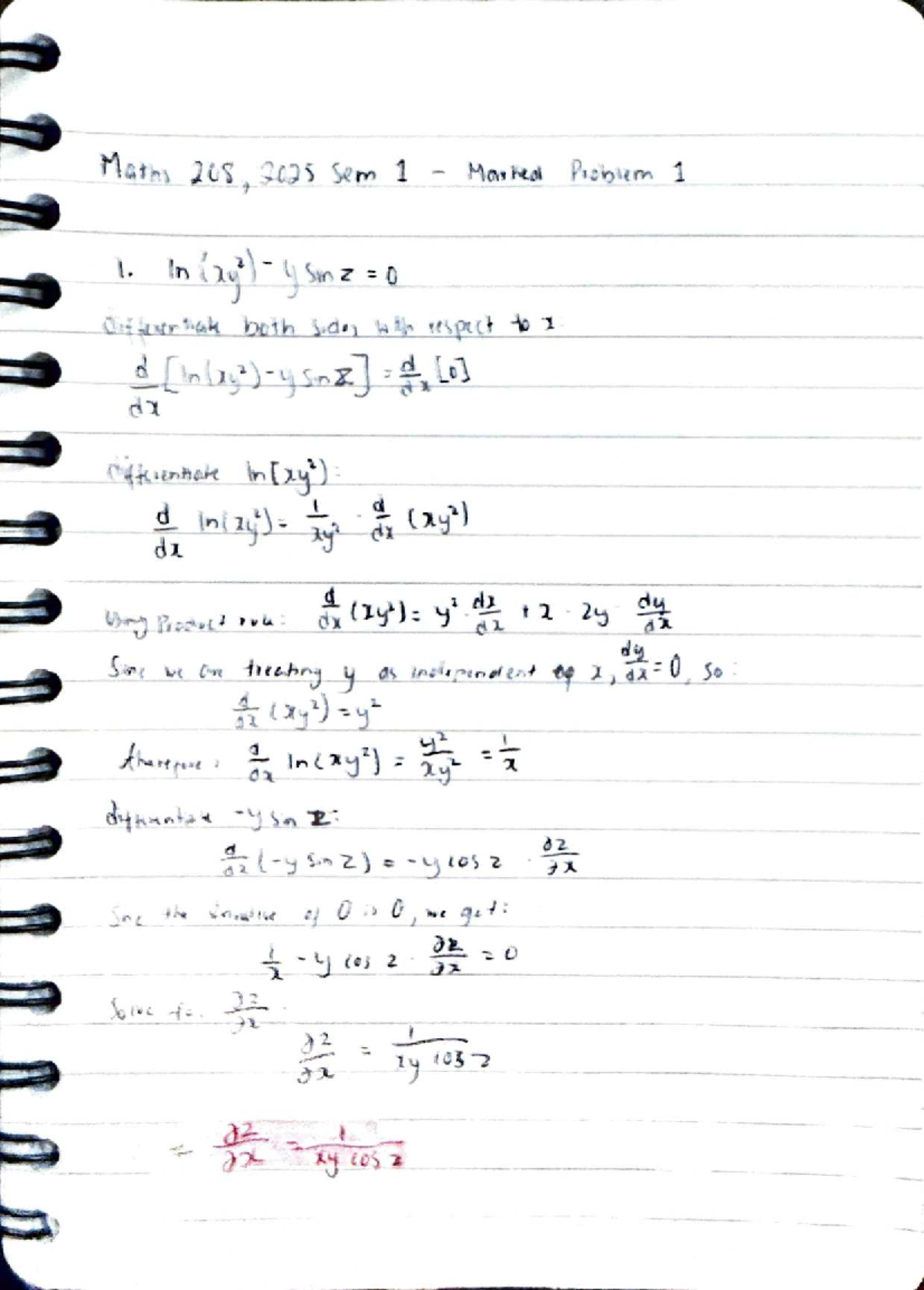Marked problem 1 - maths questions - . t f 1- I n " l l " )(\ z = 0 j J ...