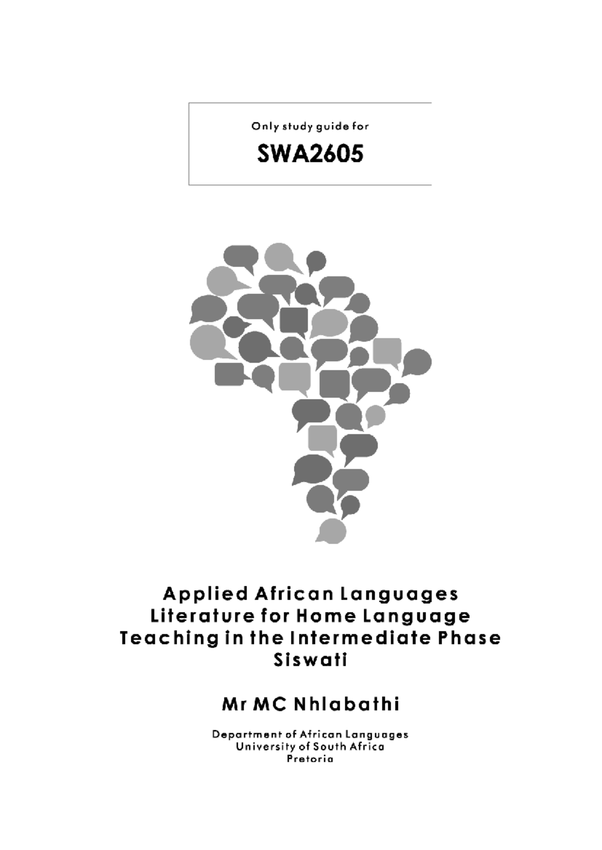 SWA2605 Study Guide: Applied African Languages Literature - Studocu