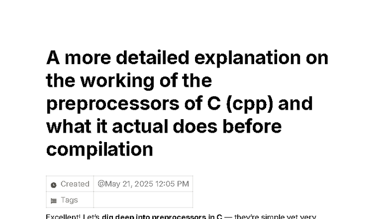 COMP348 C Preprocessor: Detailed Insights Before Compilation - Studocu