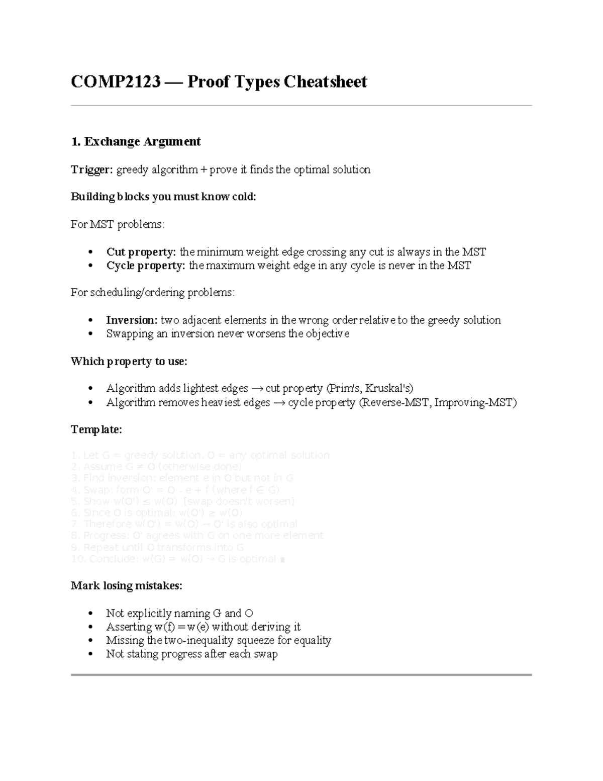COMP2123 Proof Types Cheatsheet: Key Concepts & Techniques - Studocu