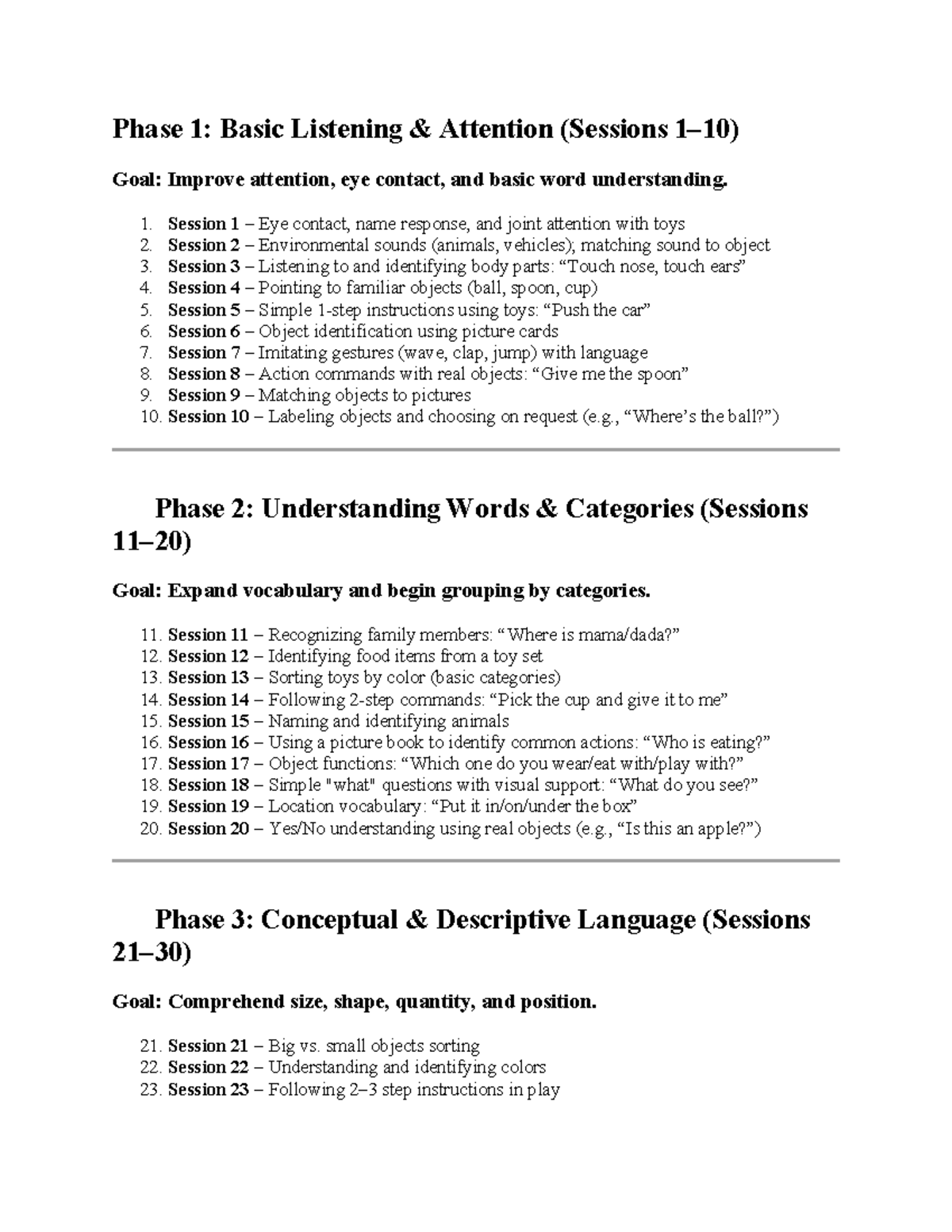 Phase 1-3: Basic Listening & Language Skills (40 Sessions) - Studocu