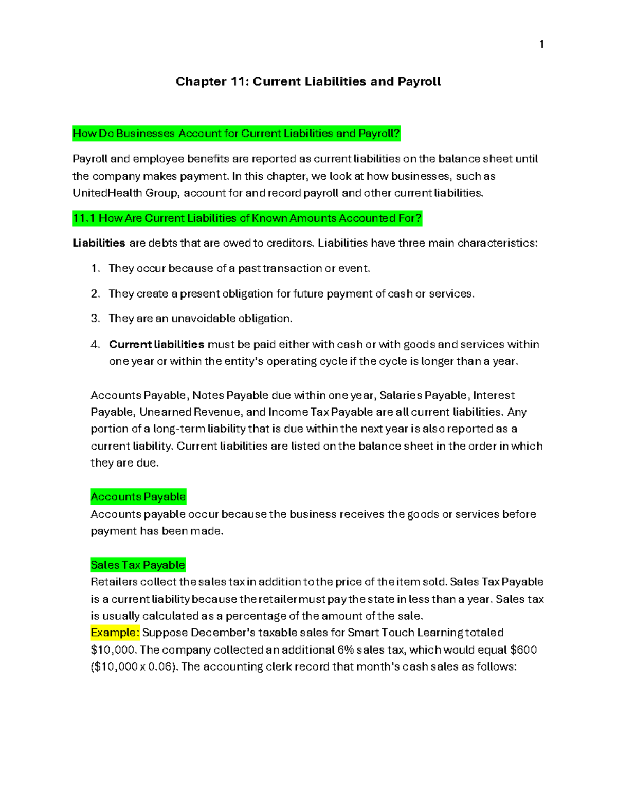 Chapter 11: Current Liabilities & Payroll | Accounting Principles ...