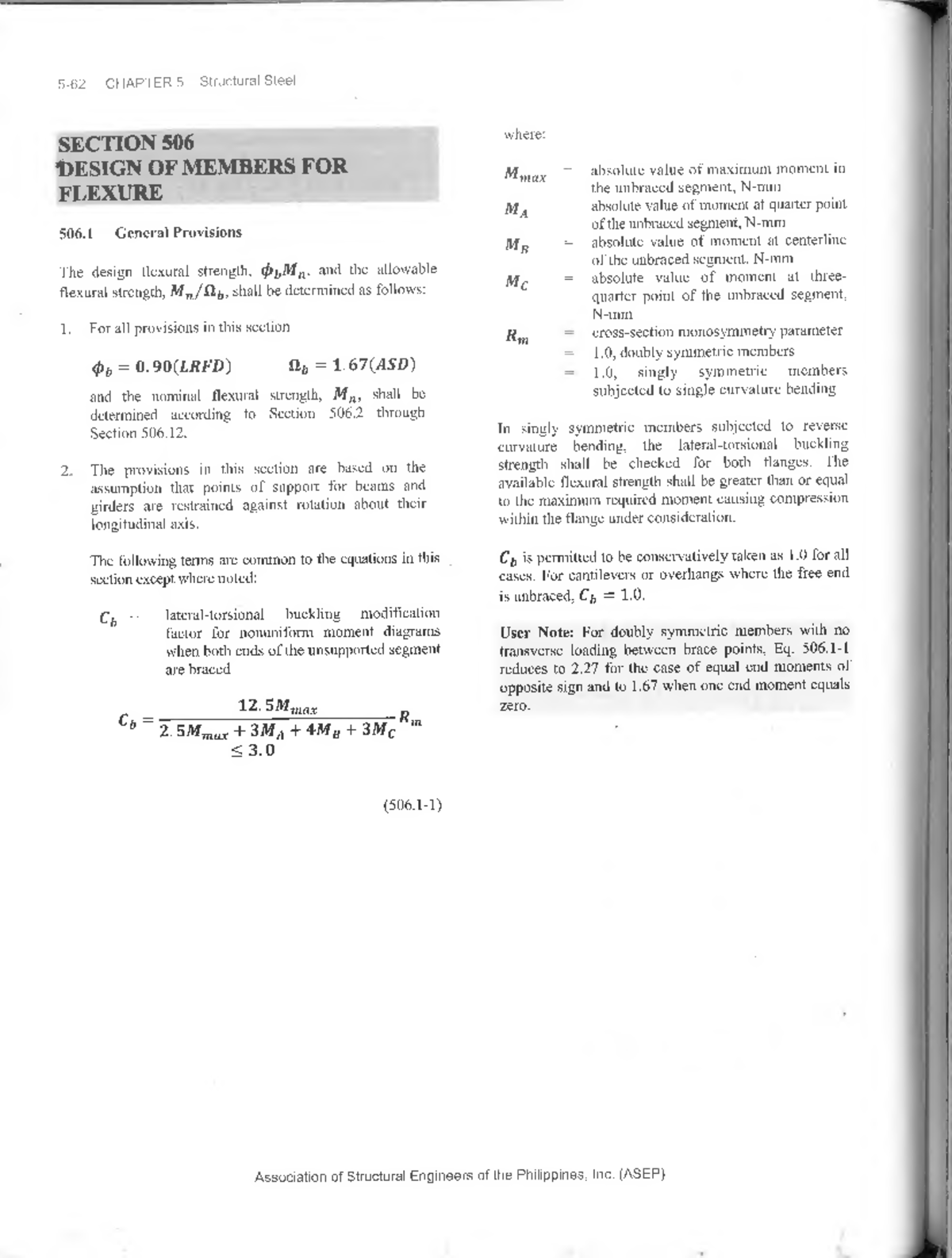NSCP 506: Design of Structural Steel Members for Flexure - Studocu