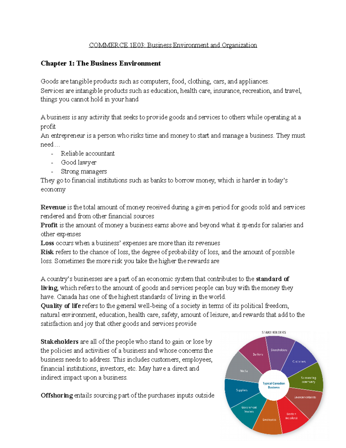 Commerce 1E03: Exploring Business Environment Fundamentals - Studocu