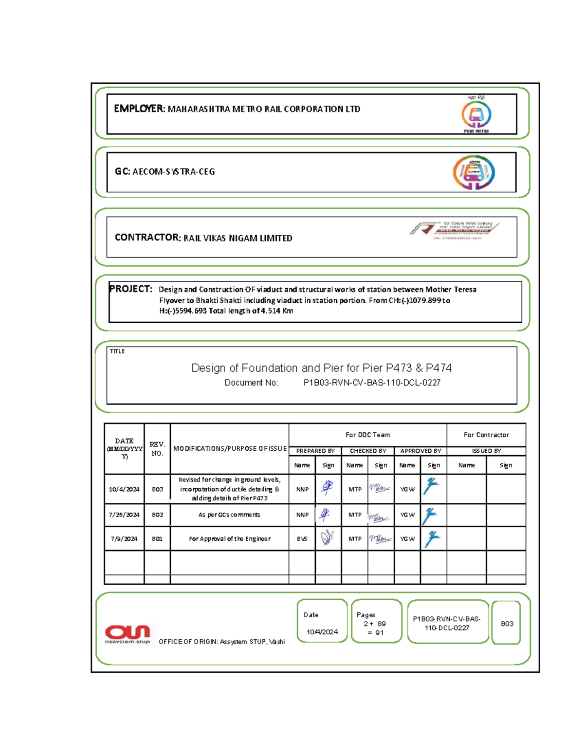 Design of Foundation and Pier for P473 P474 - Maharashtra Metro Project ...