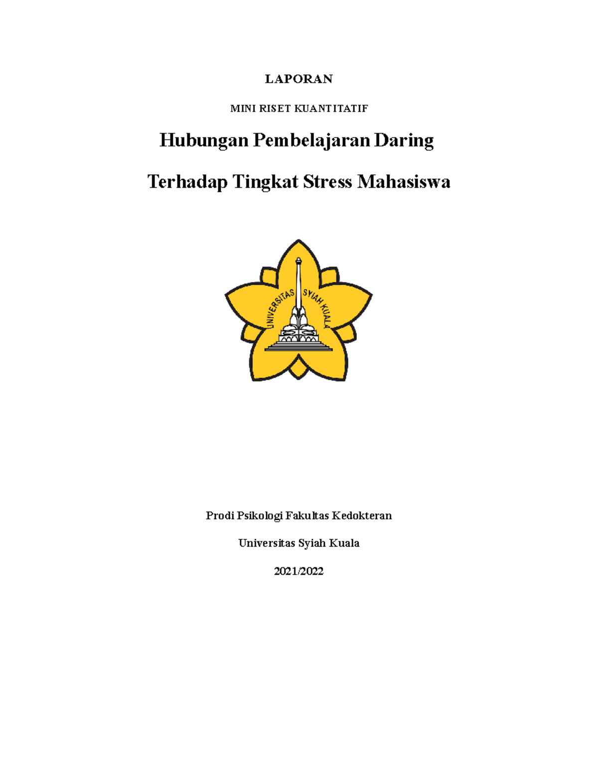 Laporan Mini Riset Kuantitatif: Pengaruh Pembelajaran Daring Terhadap ...