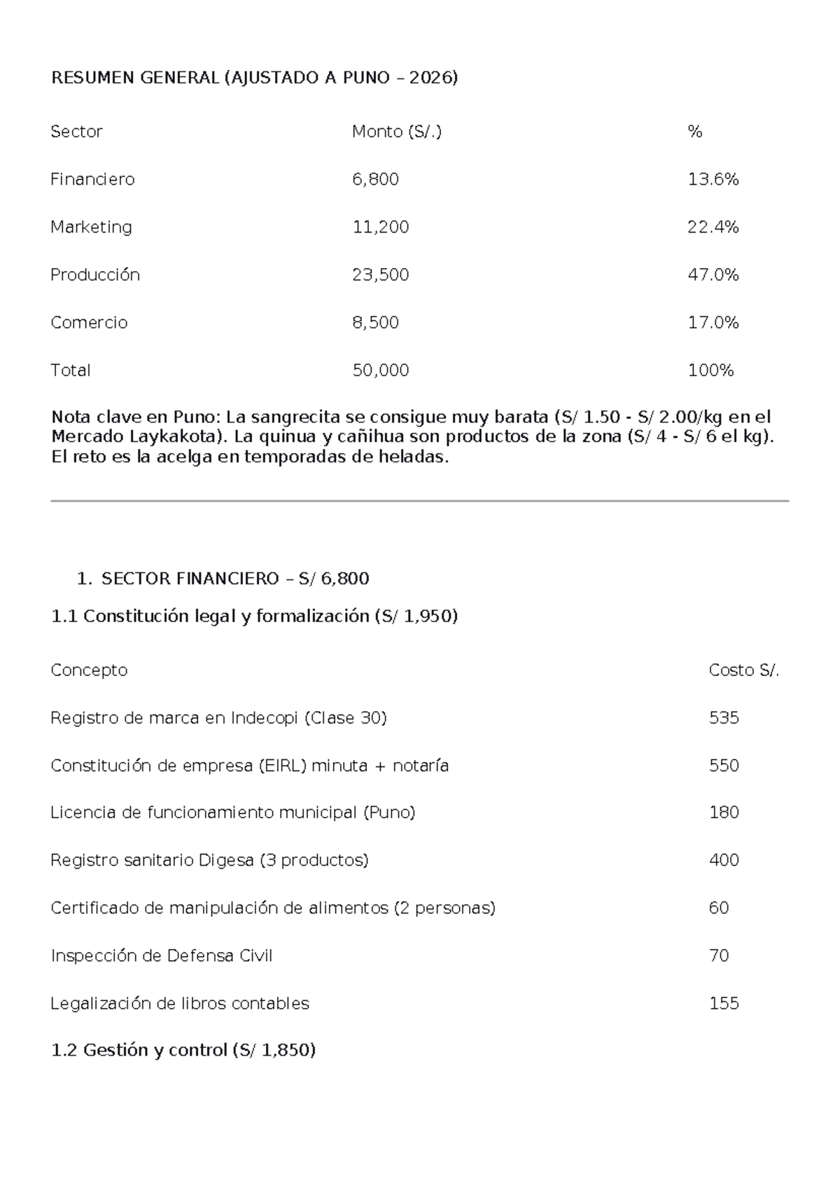Resumen General de Costos y Estrategias Empresariales (PUNO 2026) - Studocu