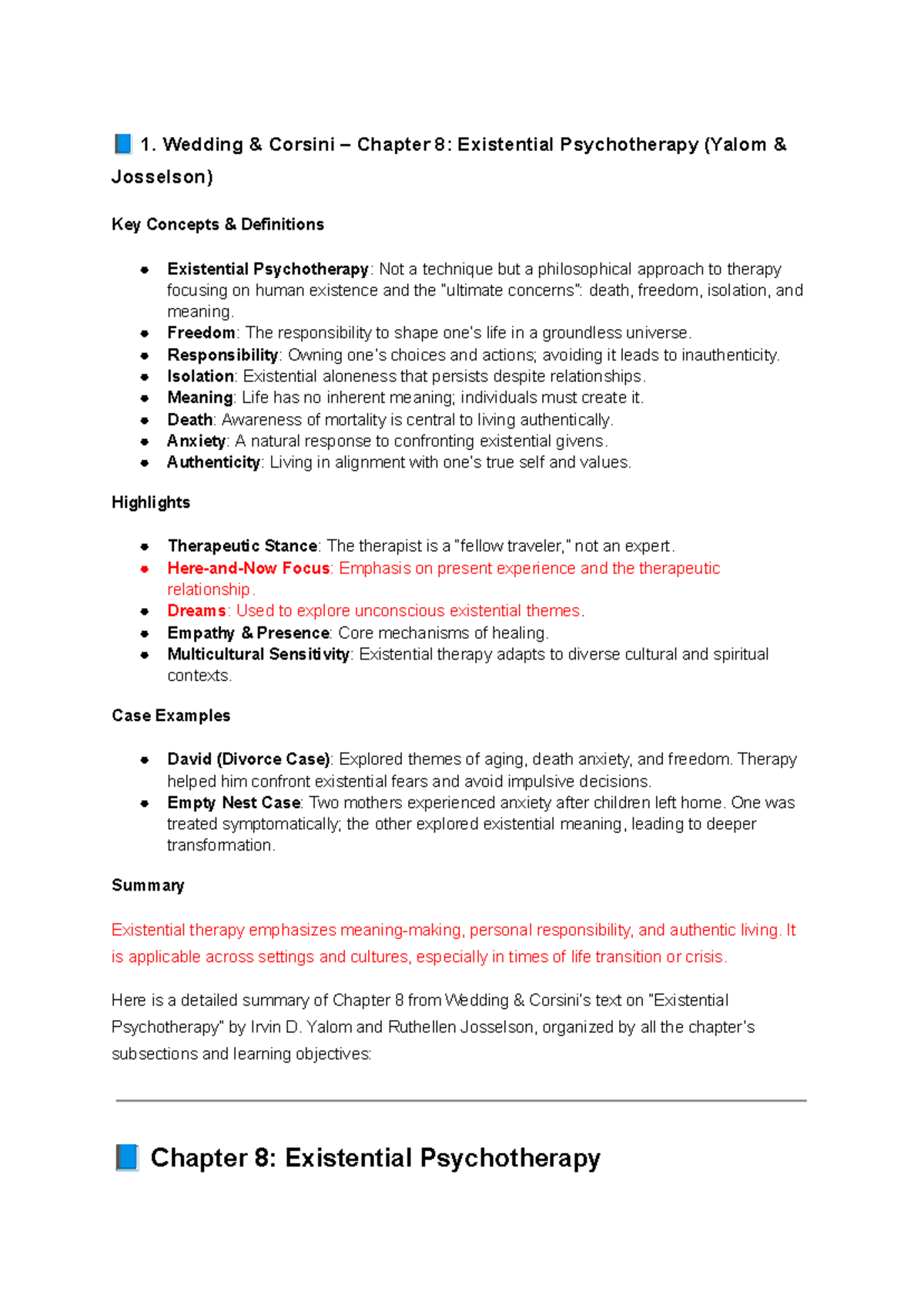 Psyc 6153 Week 4 Readings: Key Concepts in Existential Psychotherapy ...