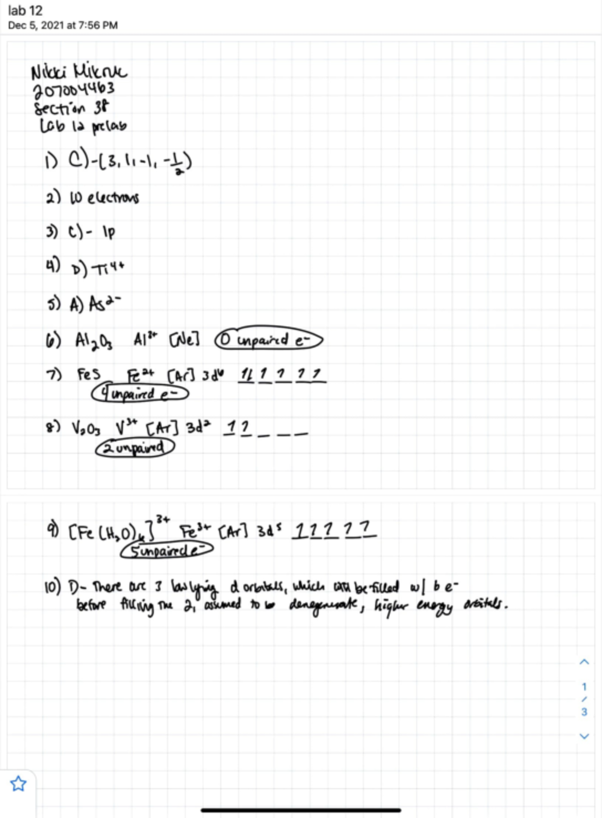 Lab 12: Magnetic Behavior & Electron Configuration (2021/2022) - Studocu