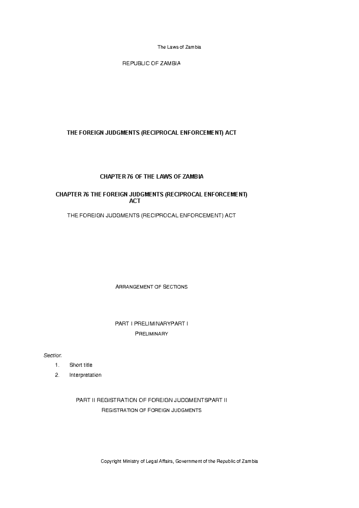 Foreign Judgments (Reciprocal Enforcement) Act - Chapter 76 Overview ...