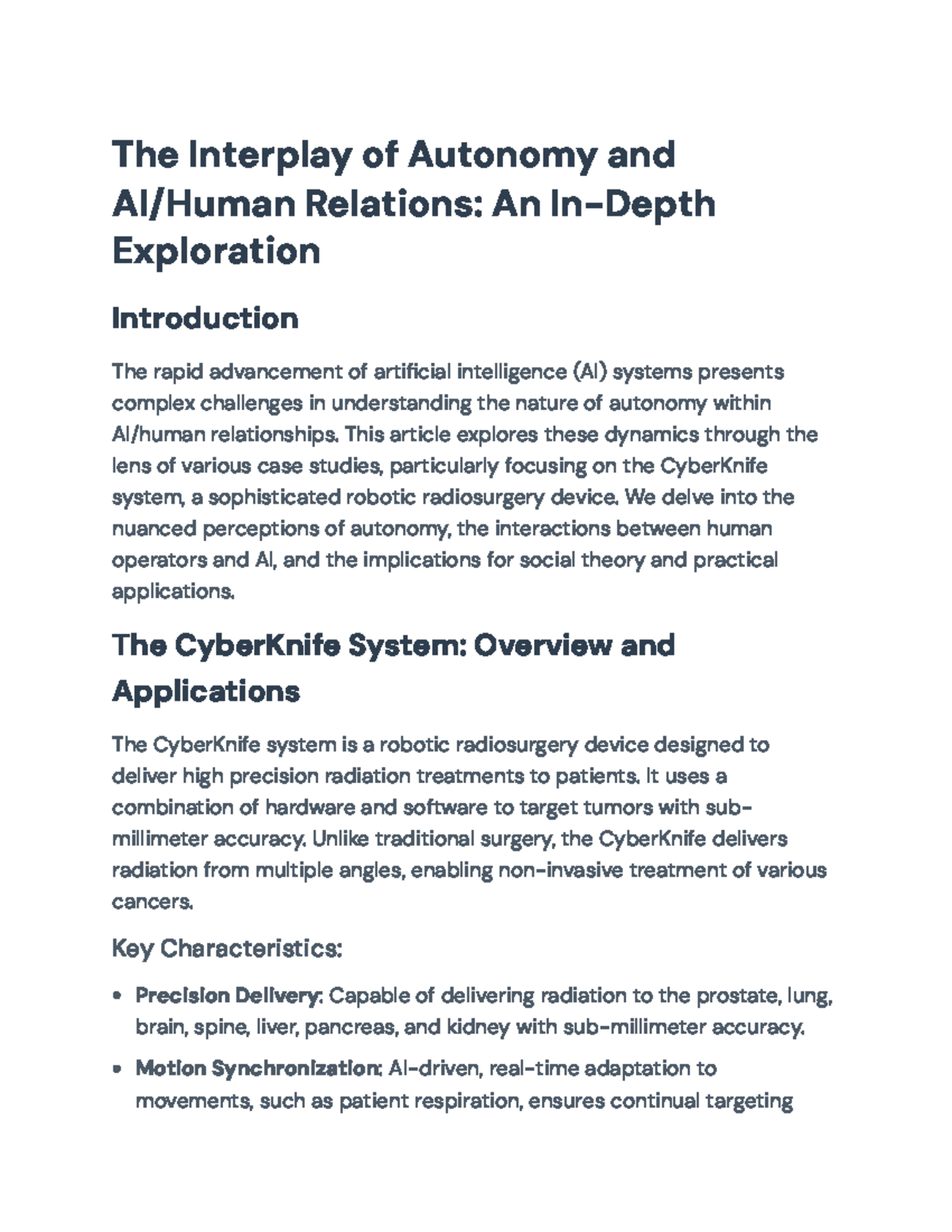 The Interplay of Autonomy in AI/Human Relations: CyberKnife Case Study ...
